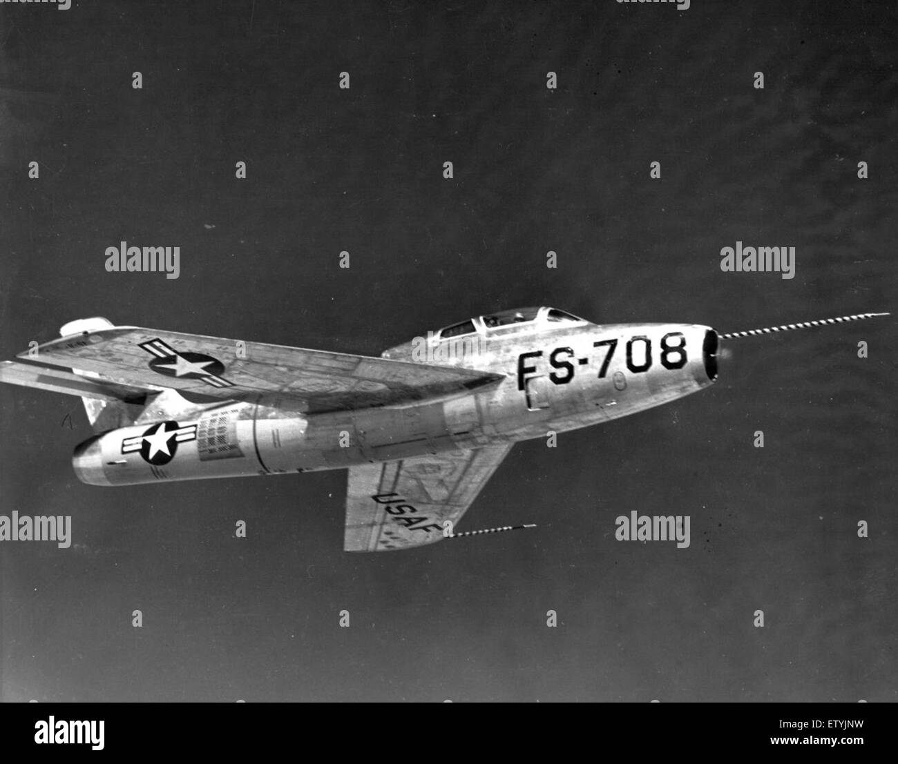 The YF-84J, a prototype jet fighter developed by Republic Aviation ...