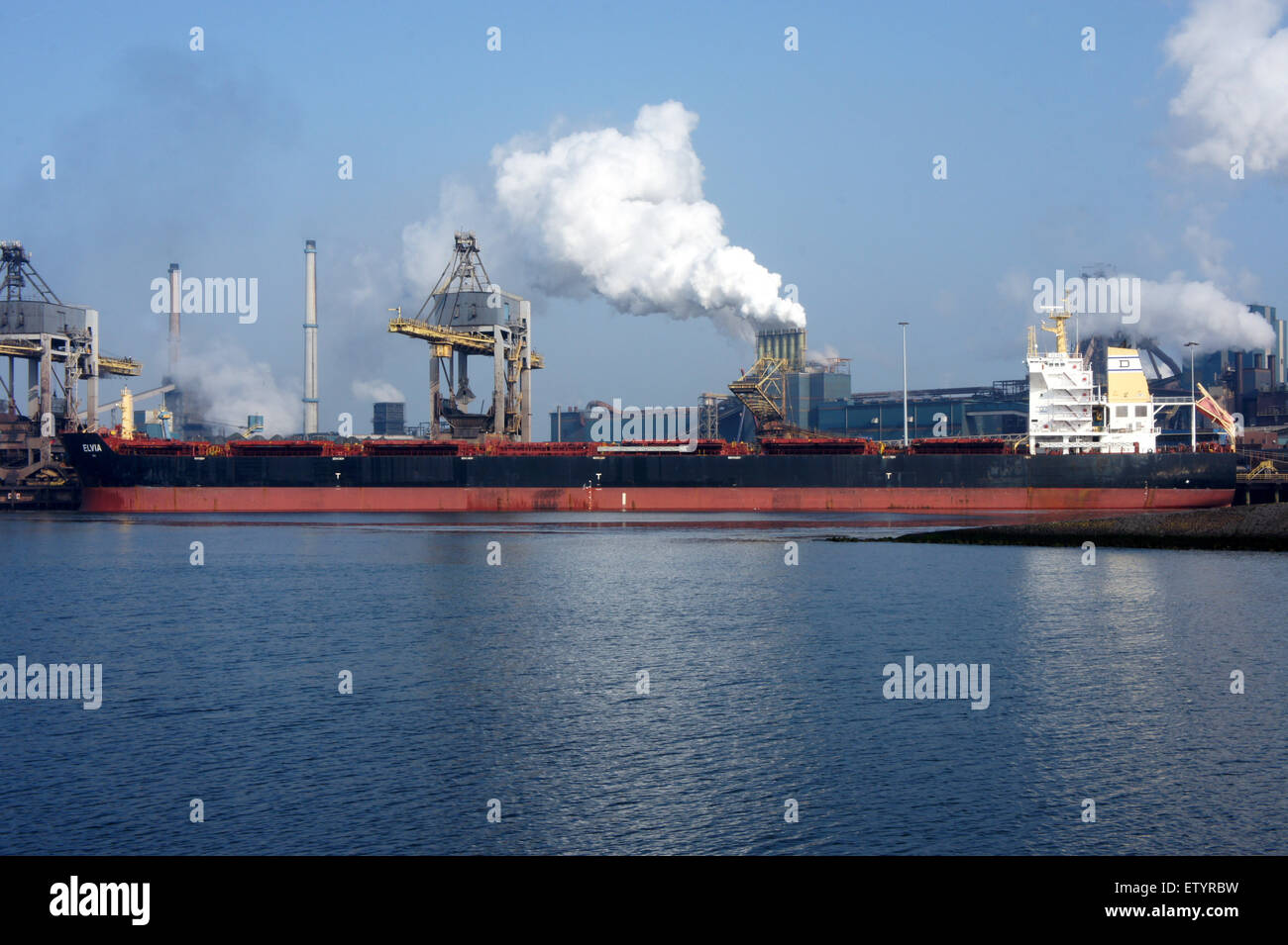 This image depicts the Elvia, a tanker ship with IMO number 9570840 ...