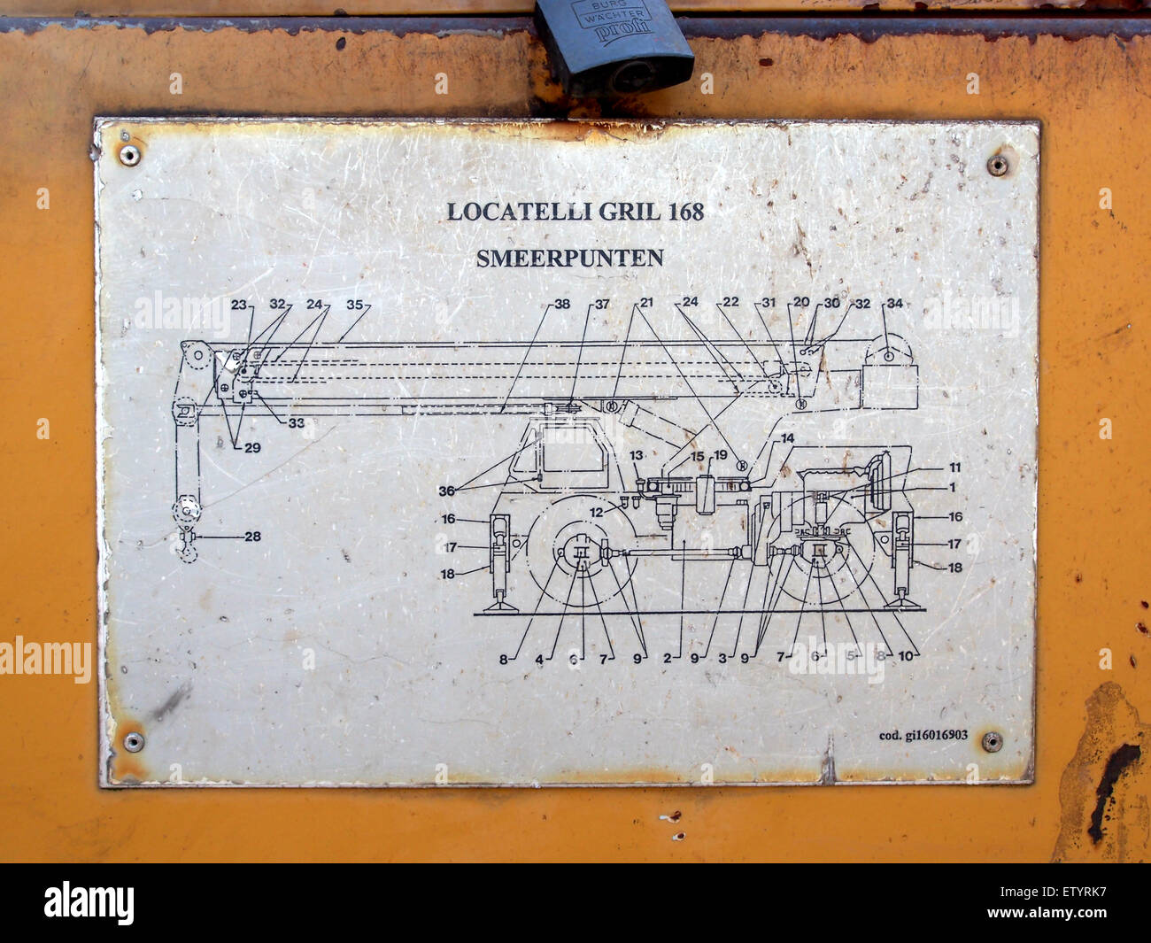 The image shows a crane marked F III Locatelli Grill 168 in operation ...