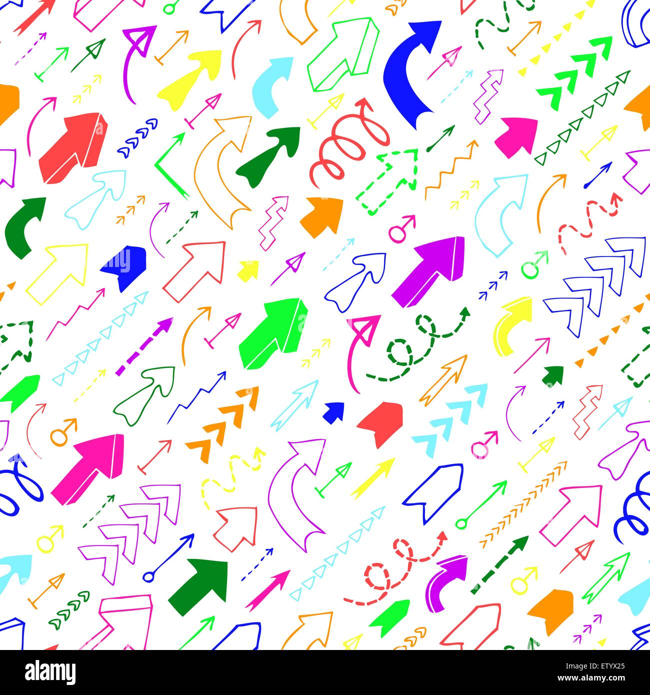 Seamless background of hand drawn arrows, diagonal up and right Stock ...
