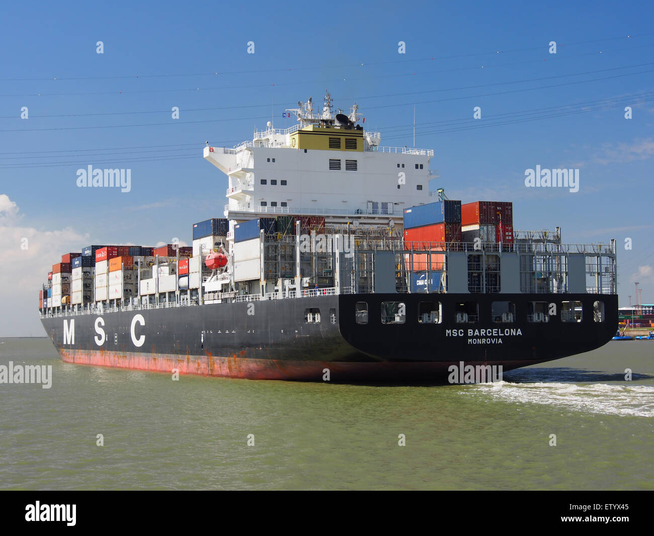 The MSC Barcelona, a container ship with IMO number 9480186, navigates ...