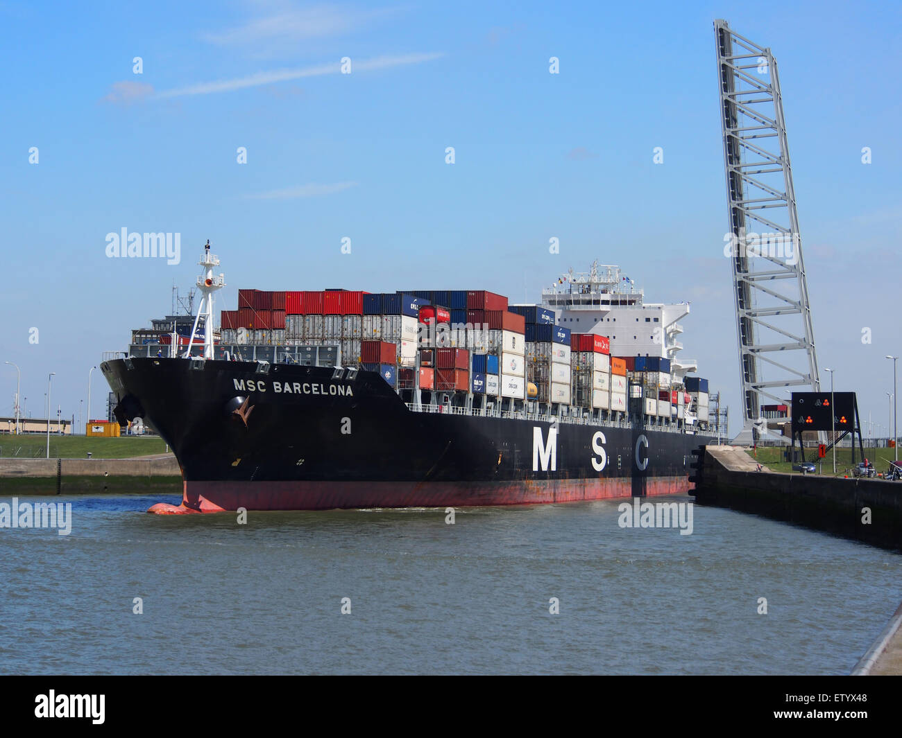 The MSC Barcelona, an oil tanker with IMO number 9480186, is docked at ...