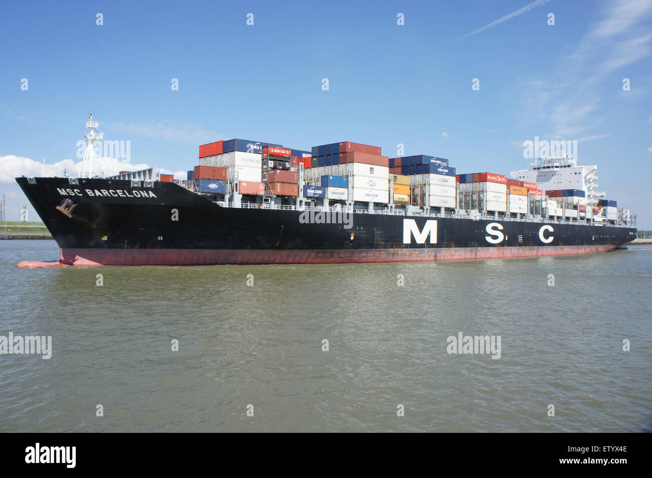 The MSC Barcelona, an oil container ship, is captured in this ...