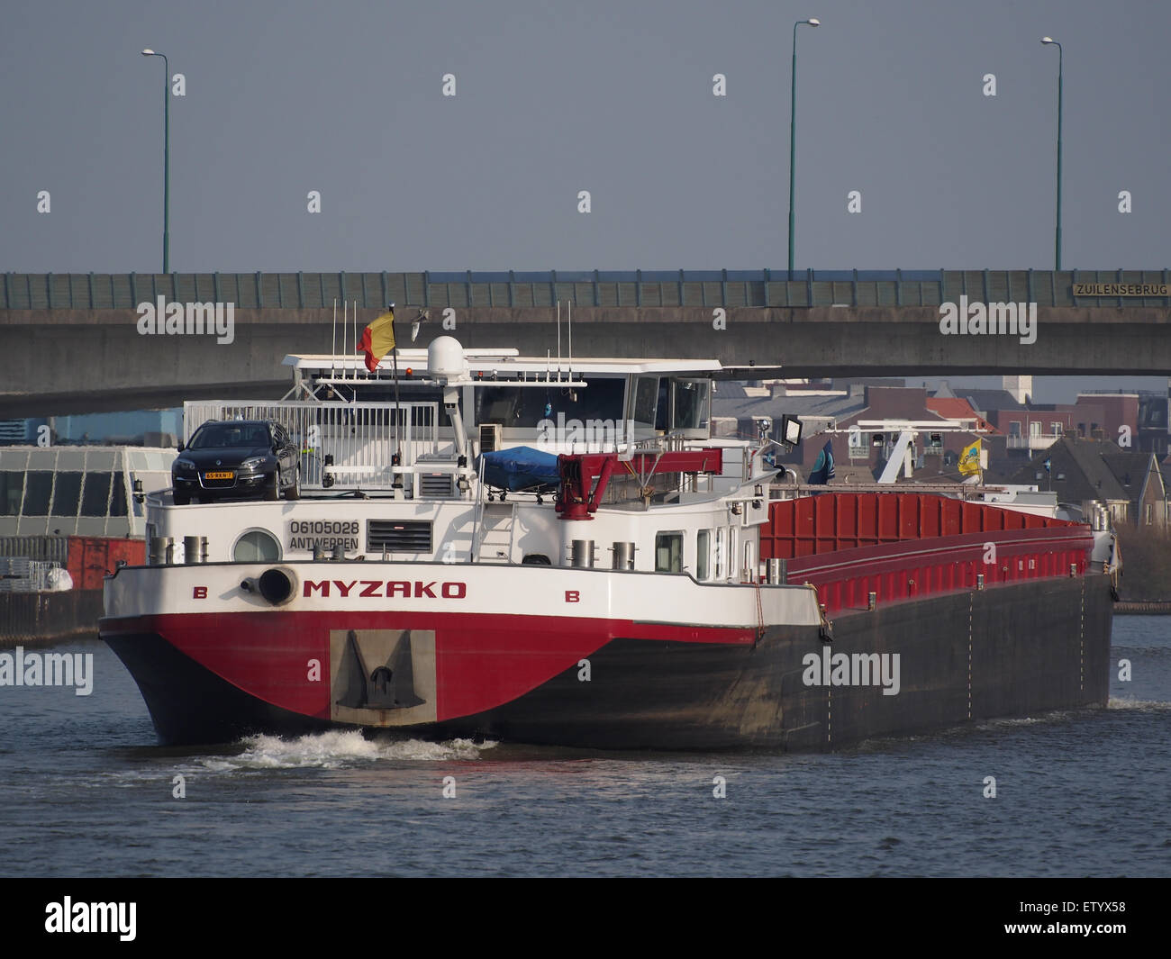 The image features the Myzako tanker ship, identified by its ENI number ...
