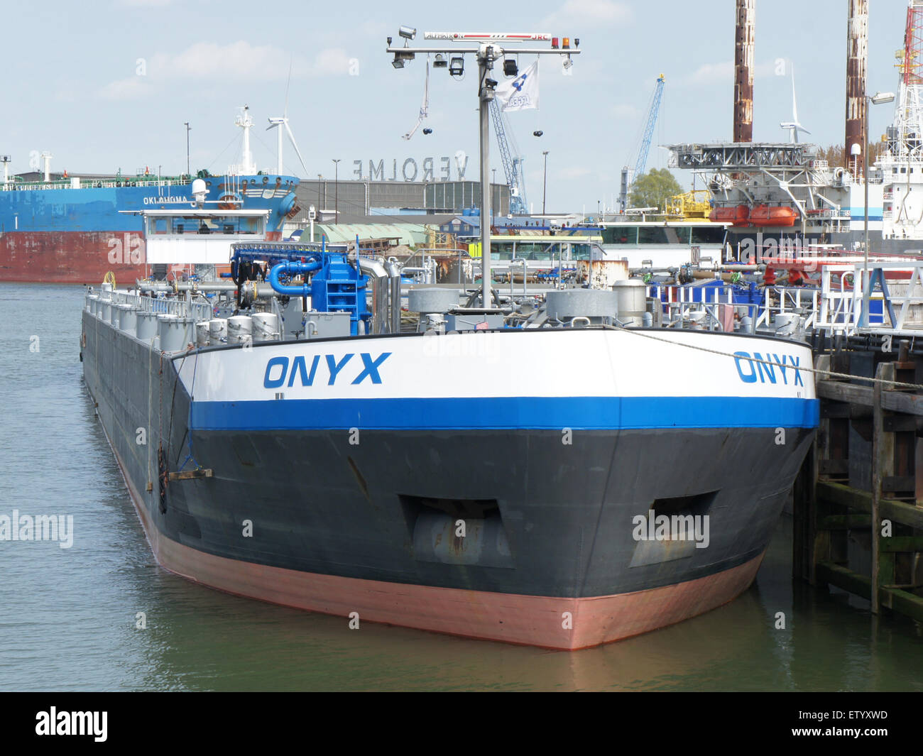 The Onyx, a tanker ship with the identification ENI 02334018, is docked ...