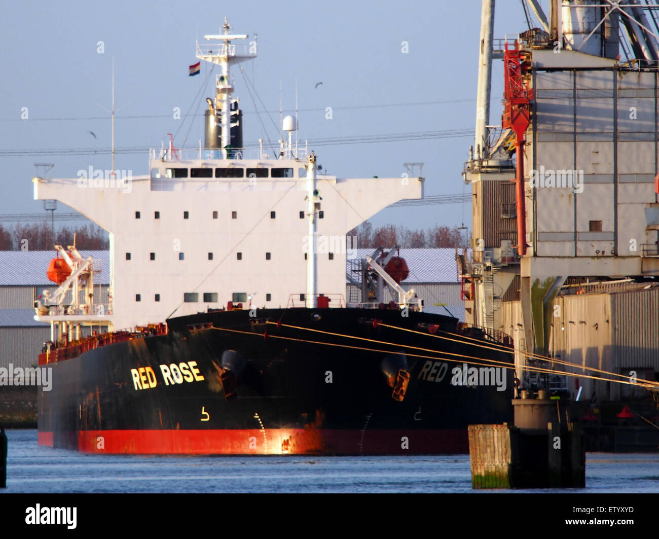 The oil tanker 'Red Rose' (IMO 9267613) with the callsign HOSP, docked ...