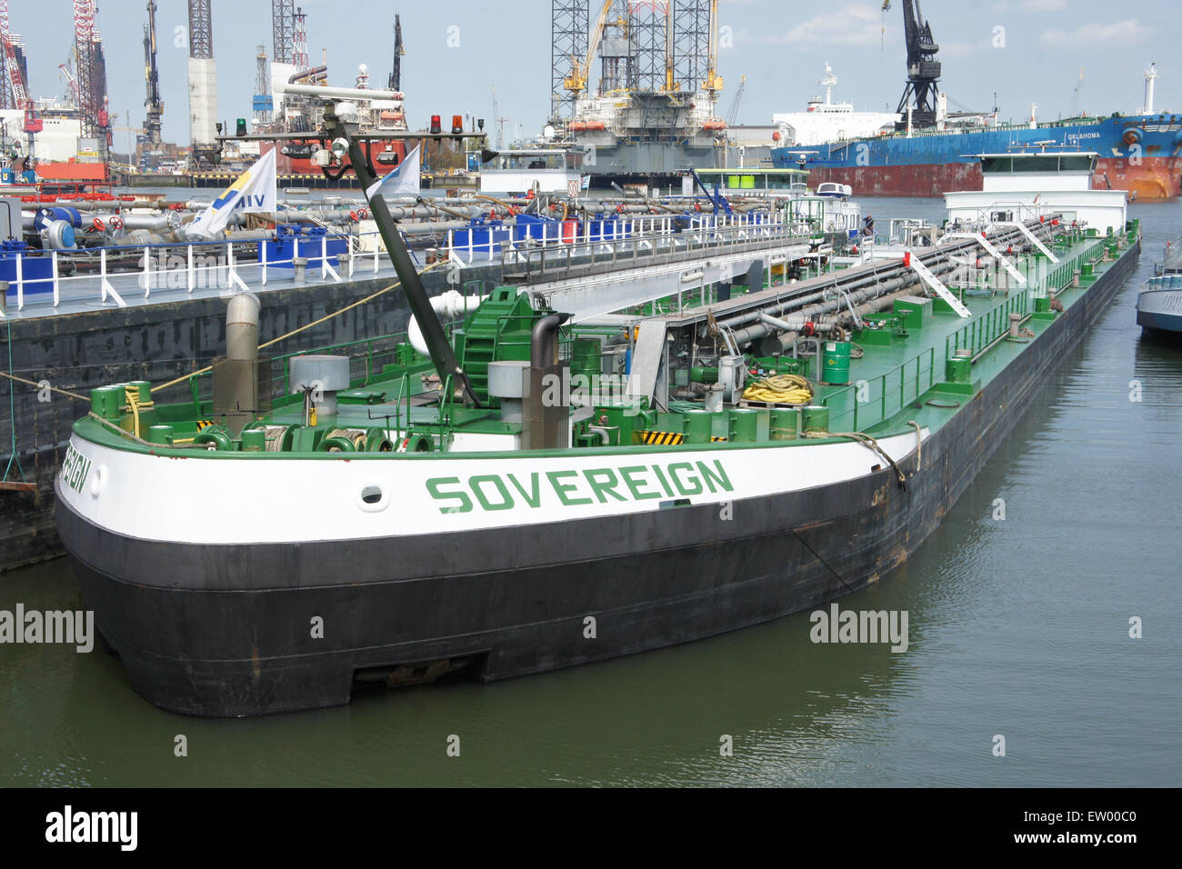 The Sovereign, a tanker ship (ENI 02327379), is docked at Welplaathaven ...