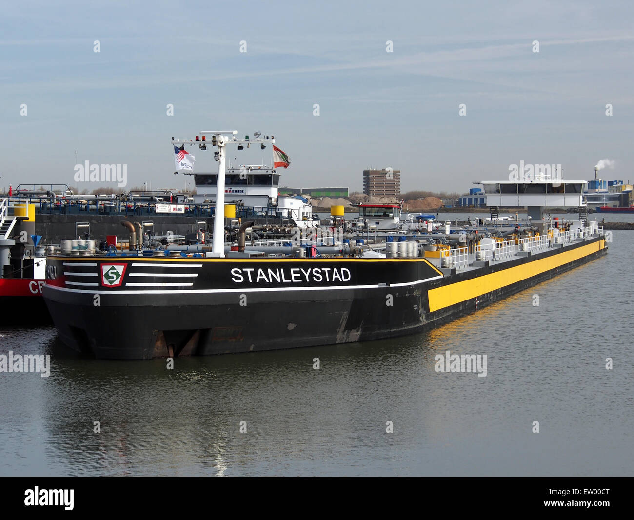 This image shows a tanker ship, ENI 06004169, docked at Geulhaven in ...
