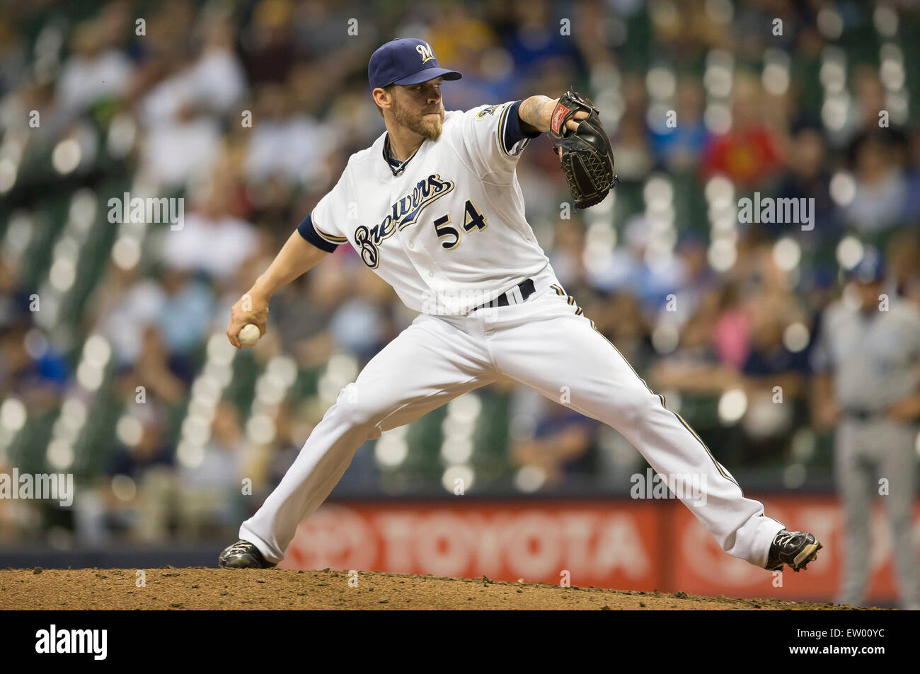 Milwaukee, WI, USA. 15th June, 2015. Milwaukee Brewers relief pitcher ...