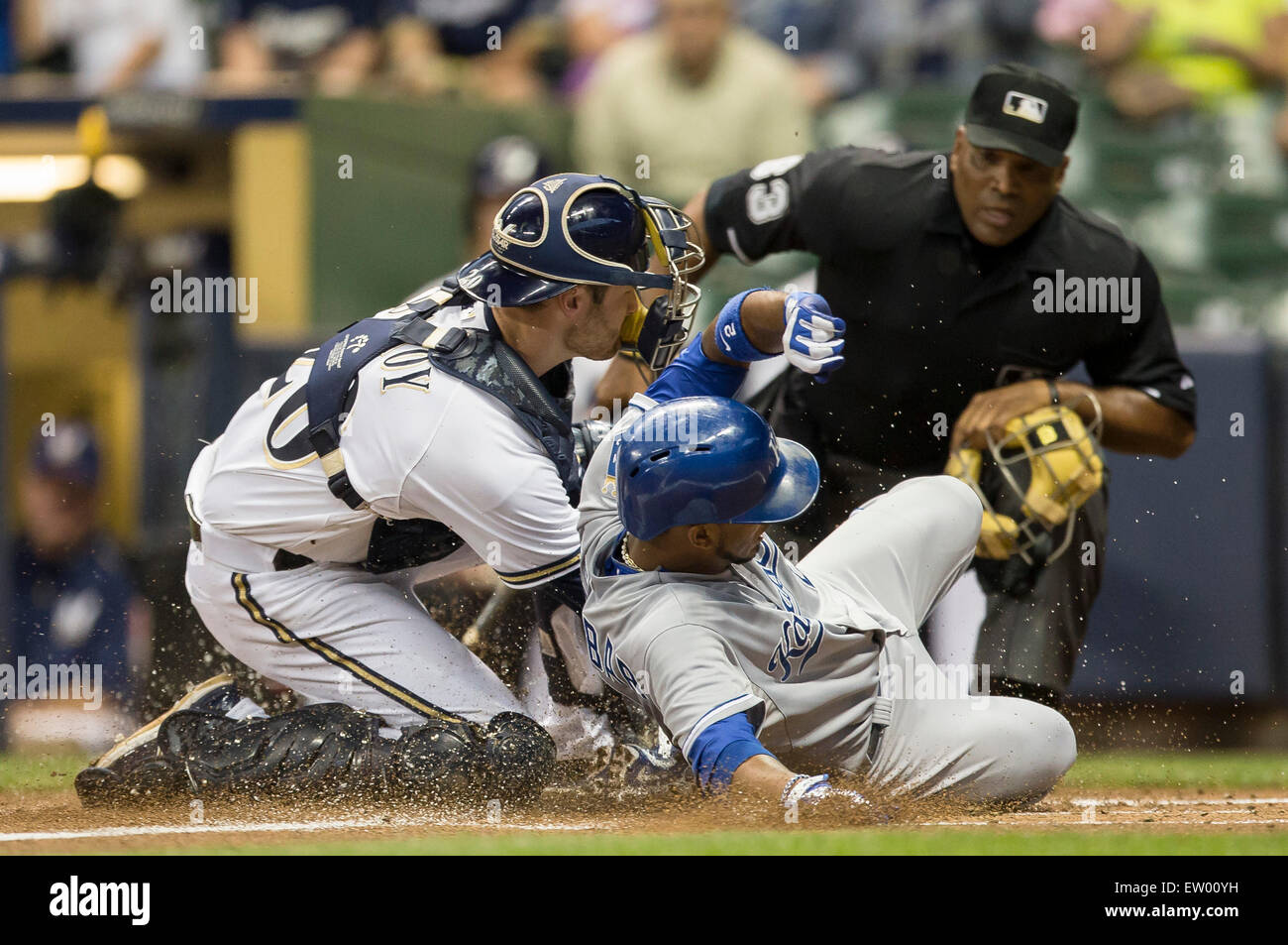 Milwaukee, WI, USA. 15th June, 2015. Kansas City Royals shortstop ...