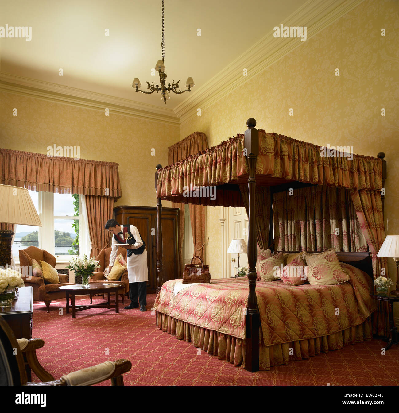 State bedroom suite at Ashford Castle Hotel in County Mayo Stock Photo ...