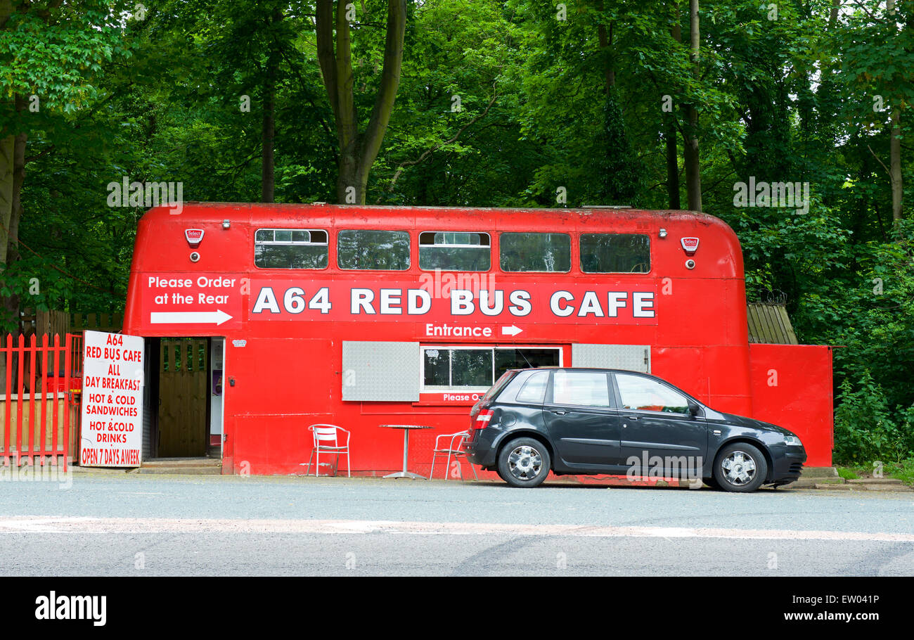 The A64 Red Bus Cafe, in layby on A64 road near Leeds, West Yorkshire ...