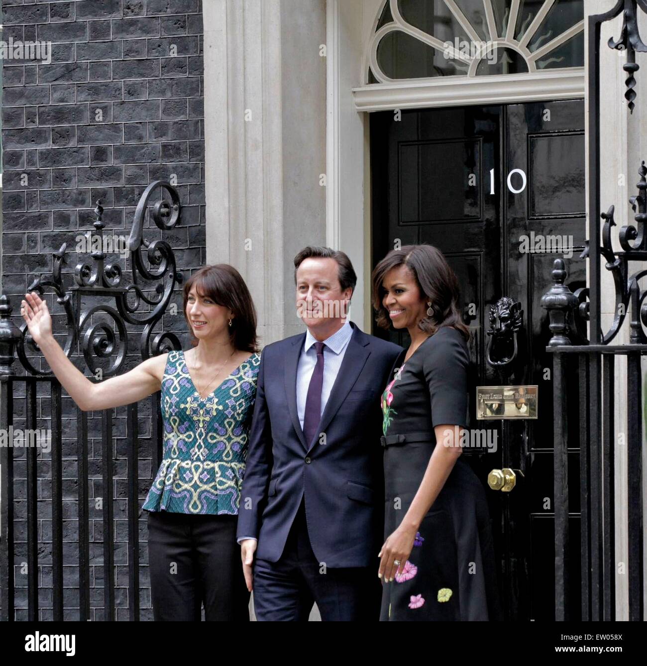 U.S. First Lady Michelle Obama is welcomed to No.10 Downing Street by ...