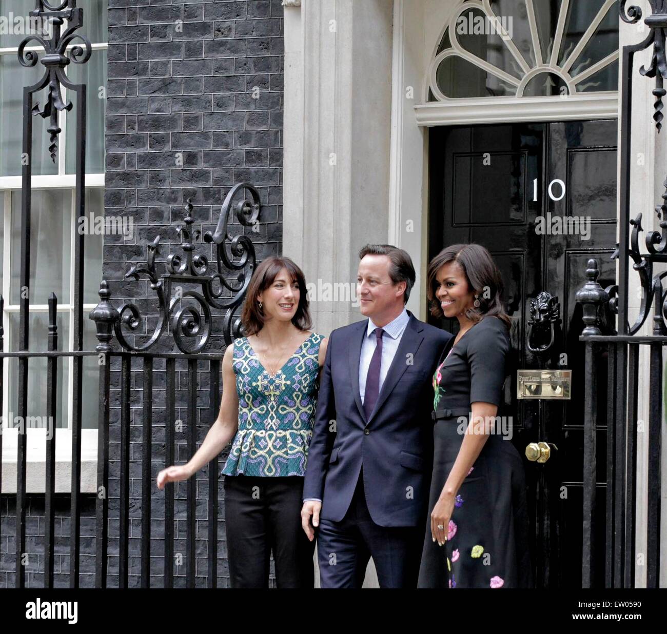 U.S. First Lady Michelle Obama is welcomed to No.10 Downing Street by ...