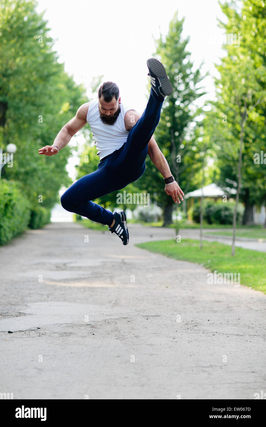 punch in jump Stock Photo - Alamy