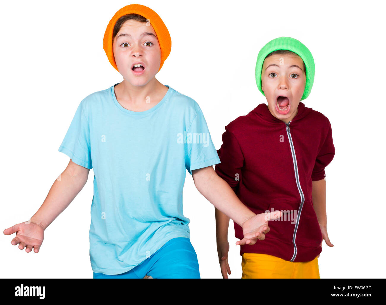 two boys looking aggressive ready for a fight Stock Photo - Alamy
