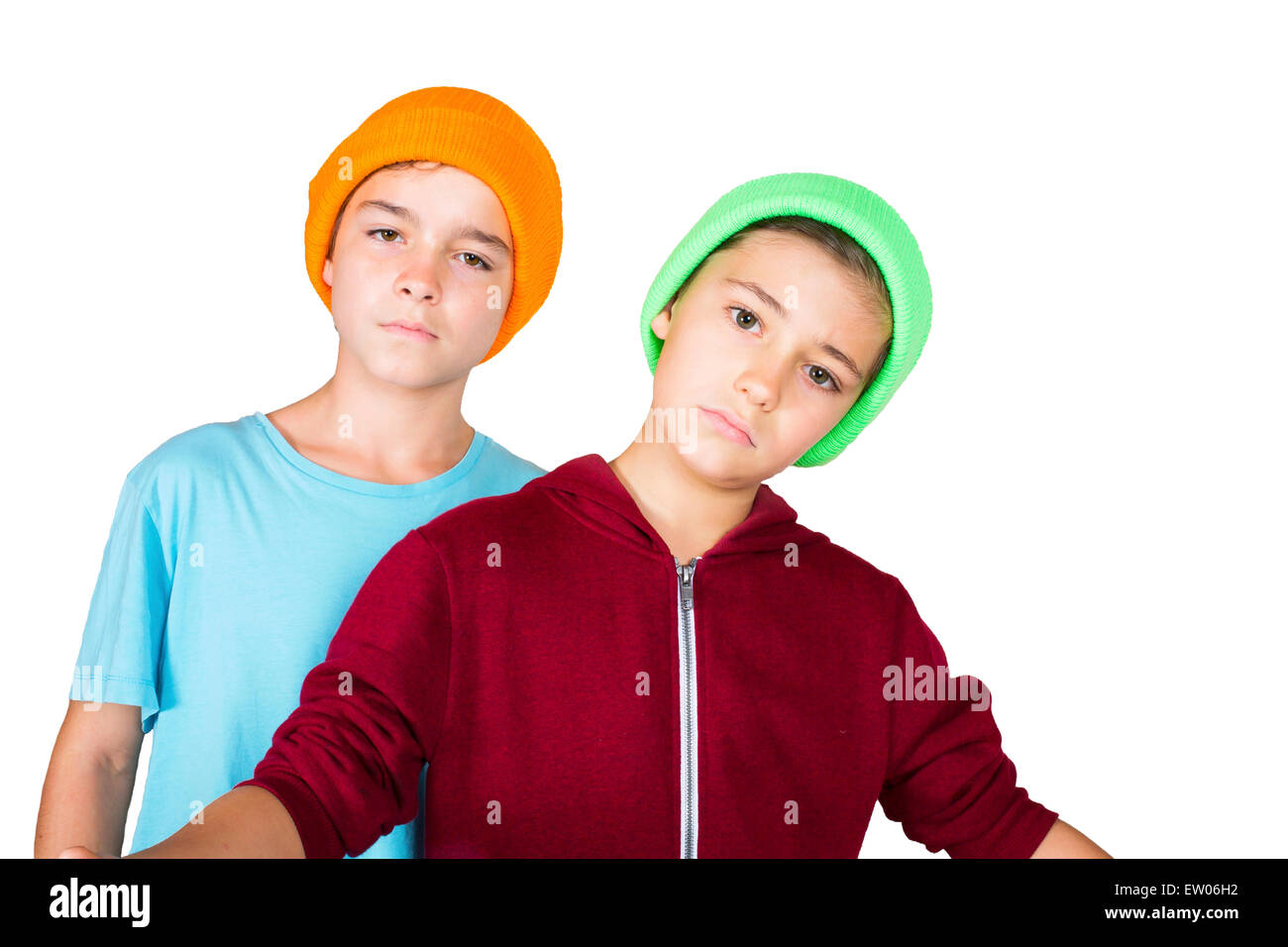 two boys standing side by side Stock Photo - Alamy