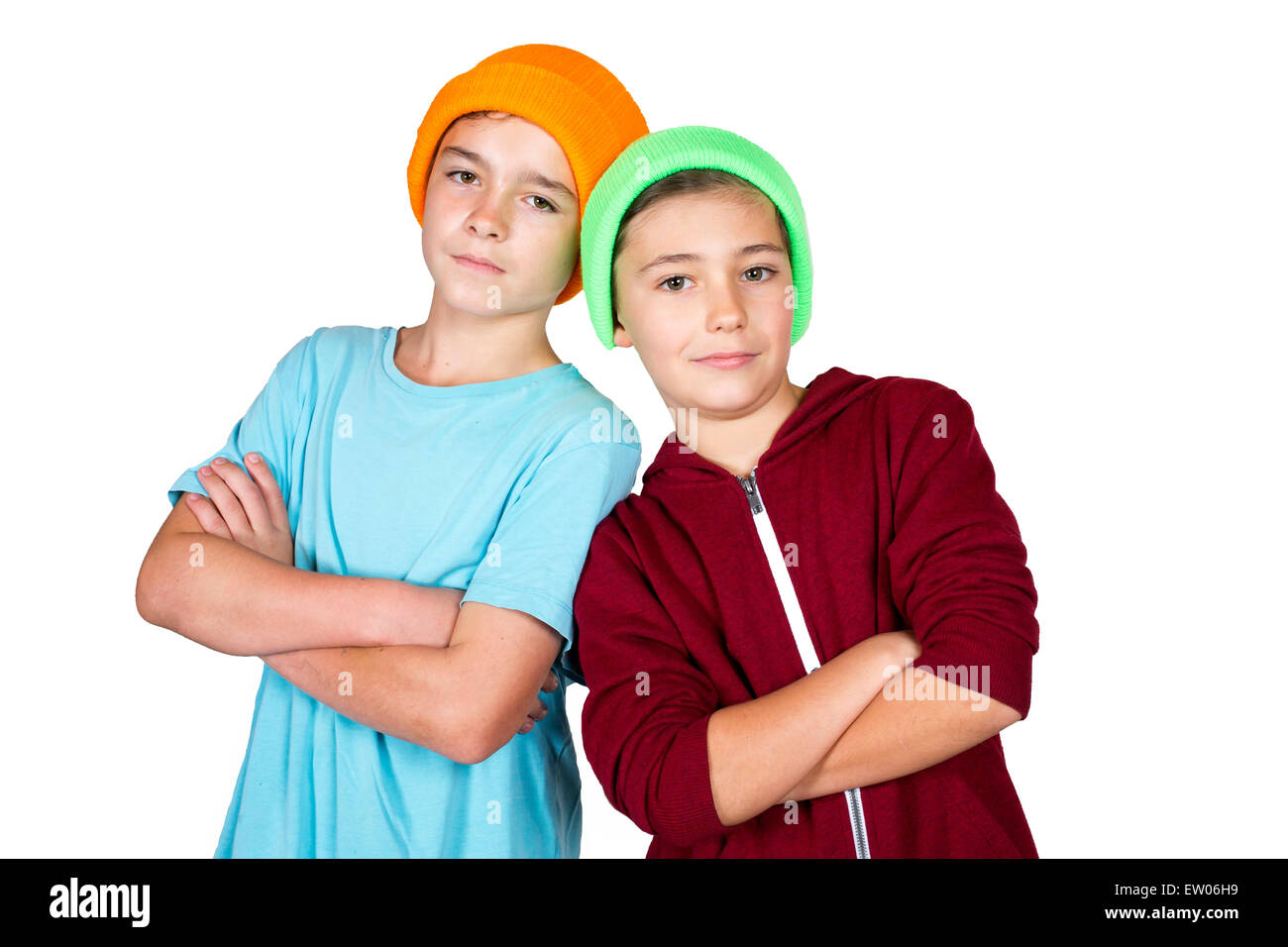 two boys standing side by side Stock Photo - Alamy