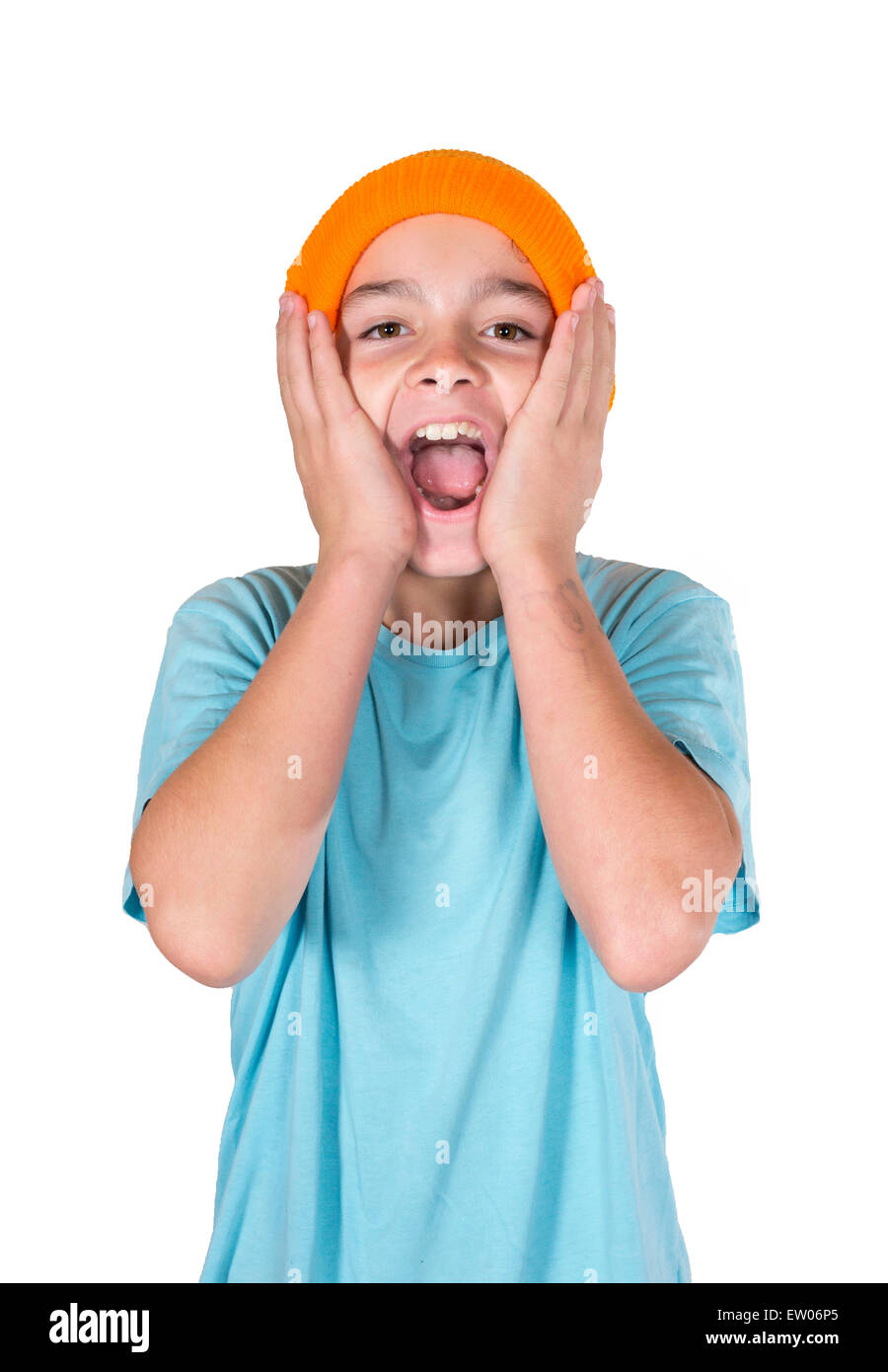 portrait of a young boy screaming and laughing Stock Photo - Alamy