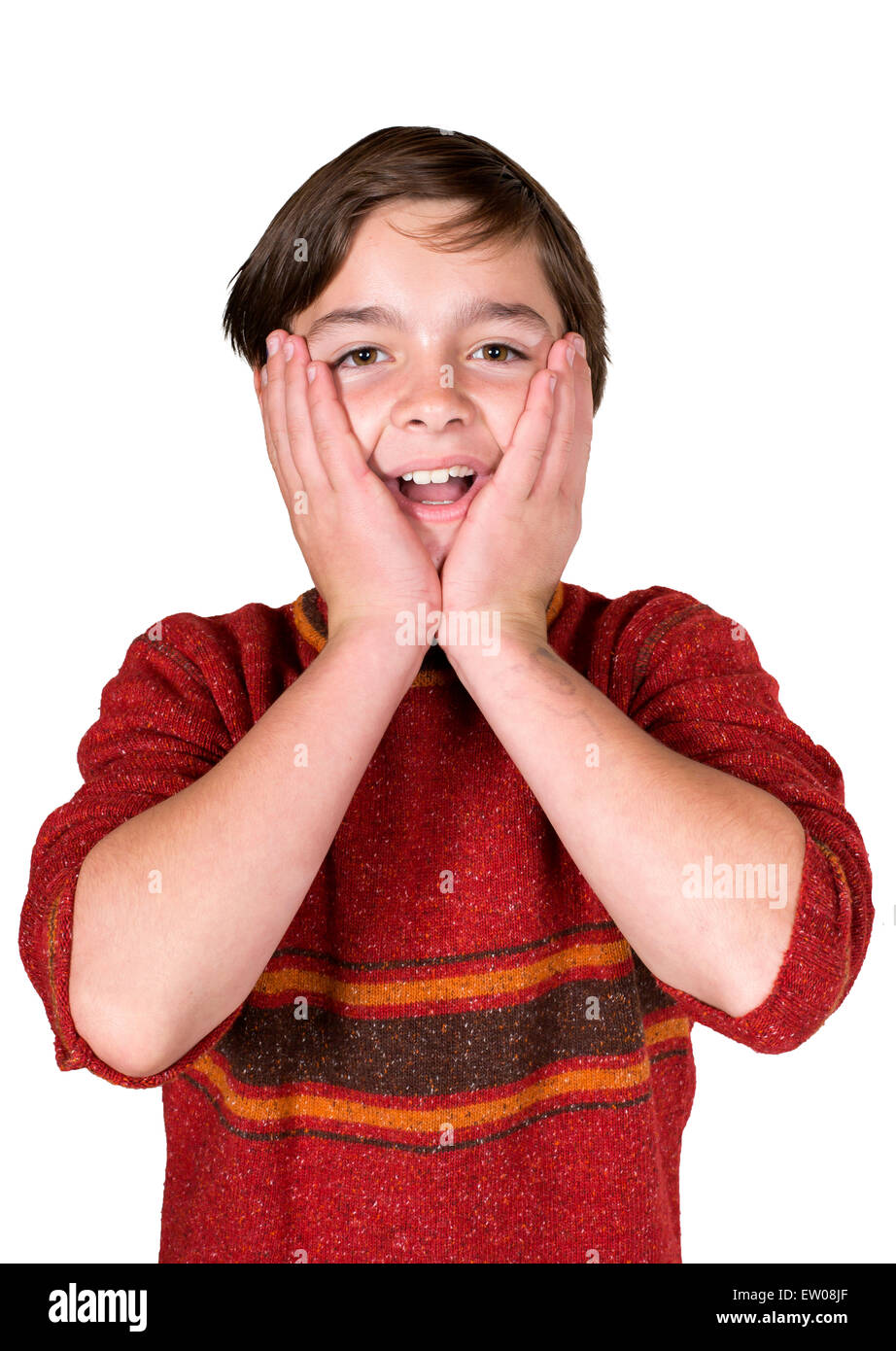 portrait of a young boy looking surprised and happy Stock Photo - Alamy