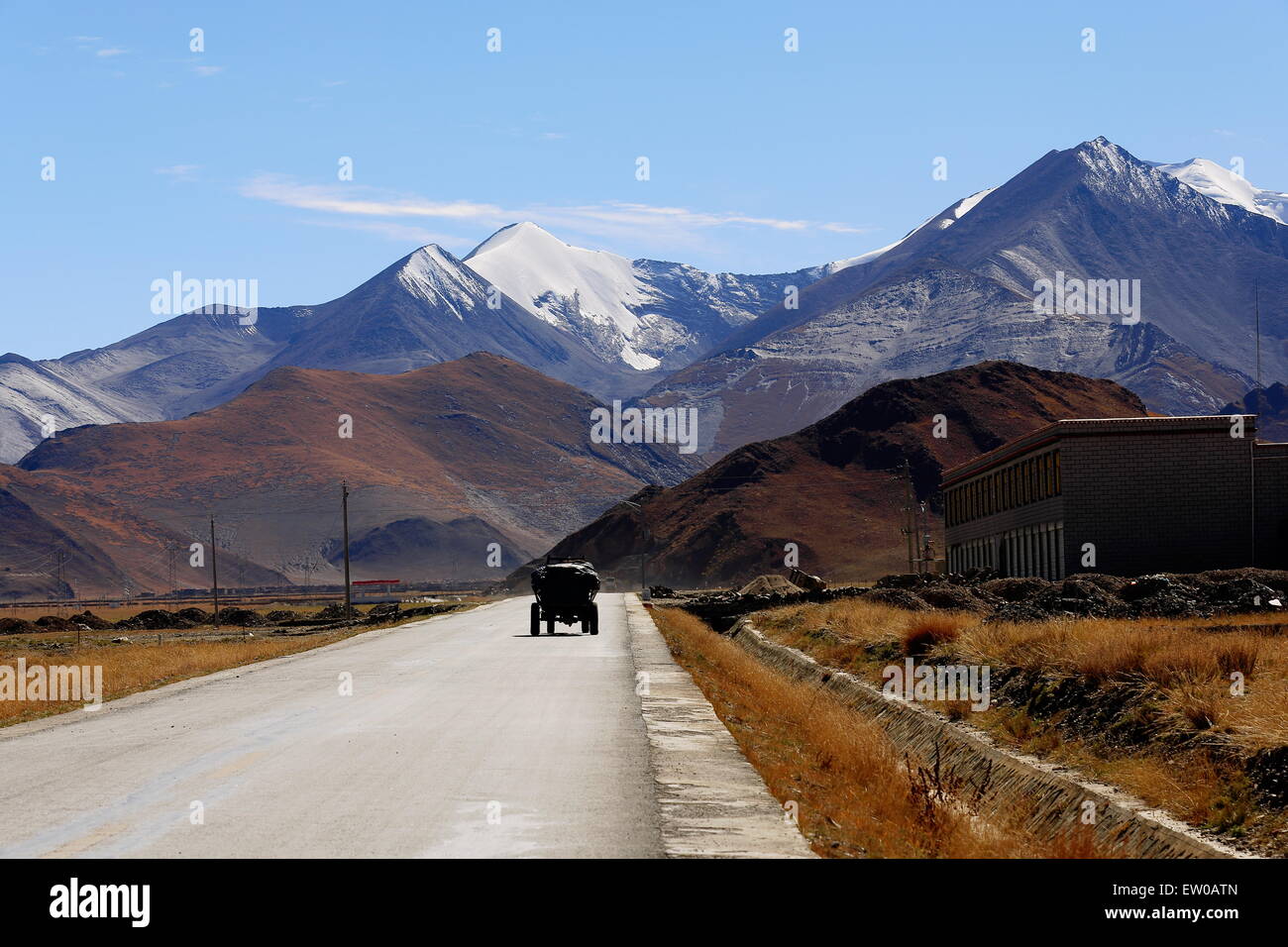 Road tract on the South Friendship Highway on route from Nagarze city ...