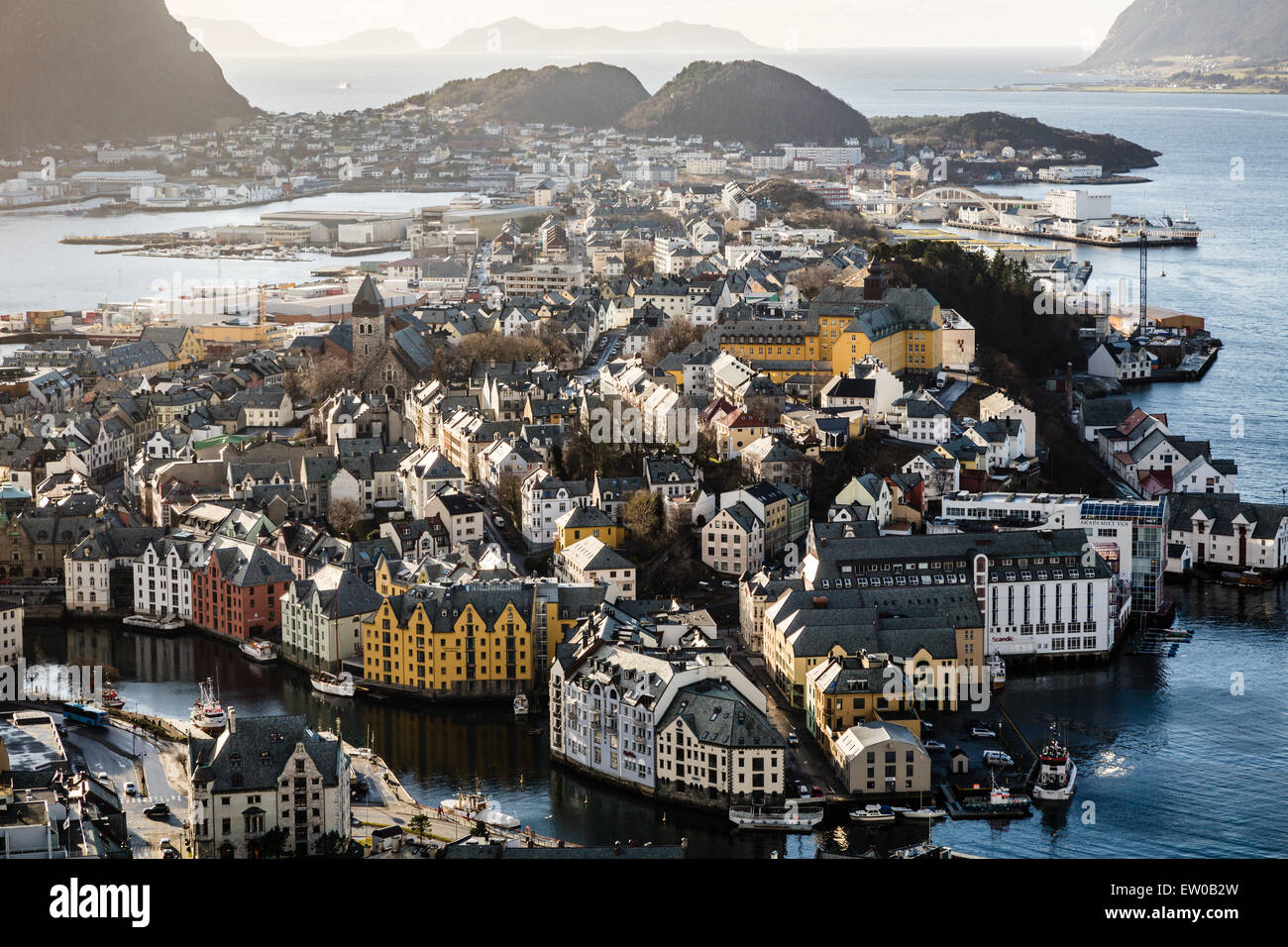 A view of Alesund in Norway from the Aksla viewpoint Stock Photo - Alamy