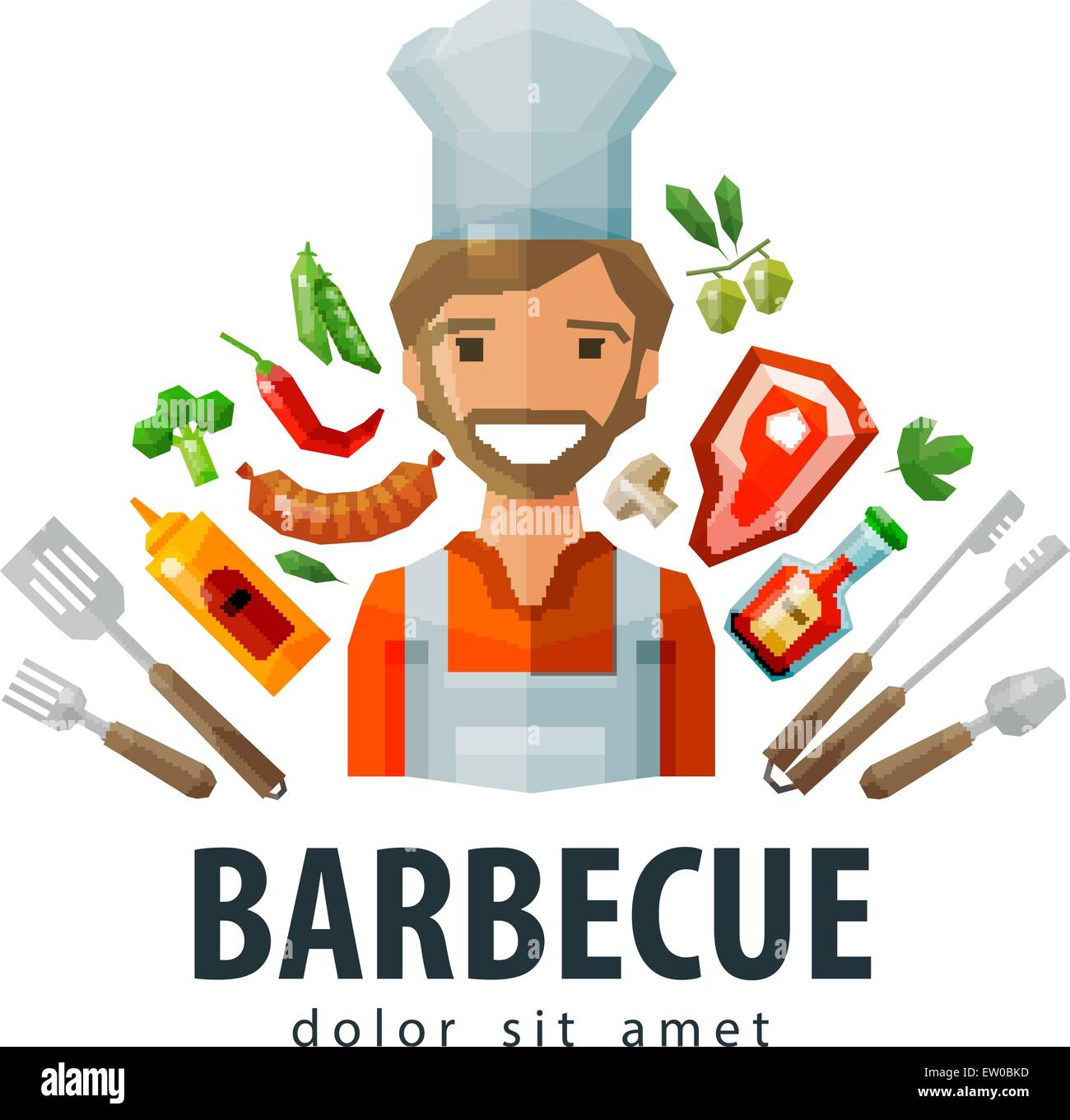 barbecue, grill vector logo design template. fresh food, chef or picnic ...