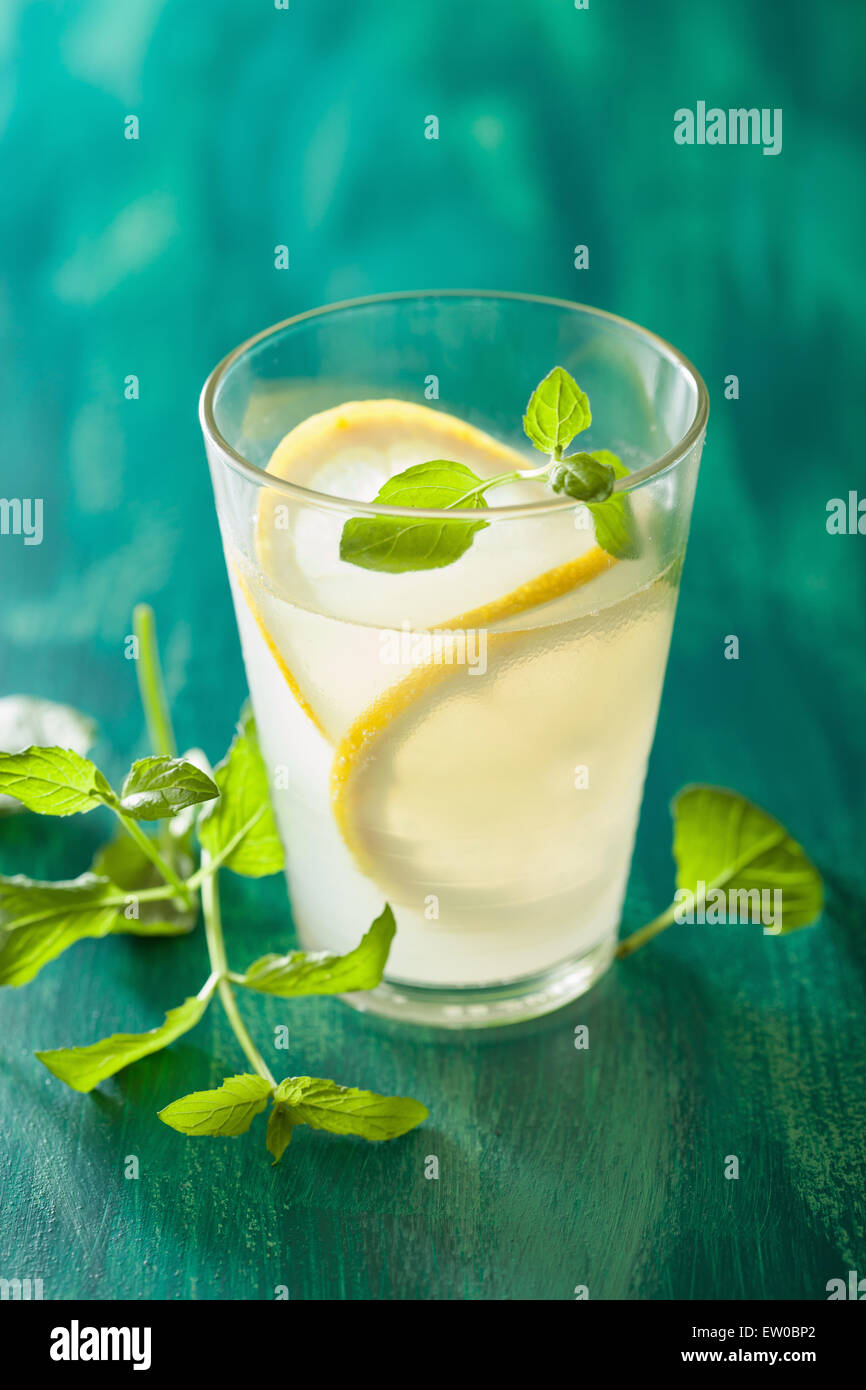 fresh lemonade with mint in glass Stock Photo - Alamy