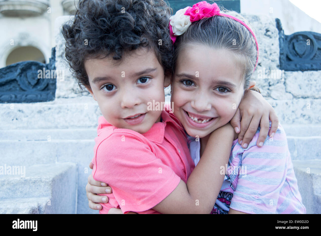 Two children in a park Stock Photo - Alamy