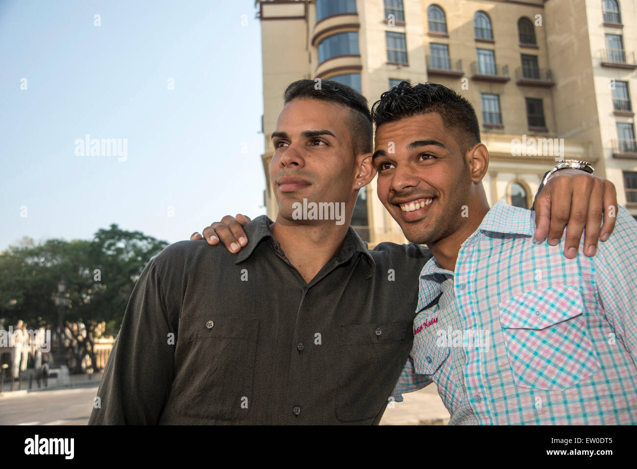 Two Latin friends outdoors Stock Photo - Alamy
