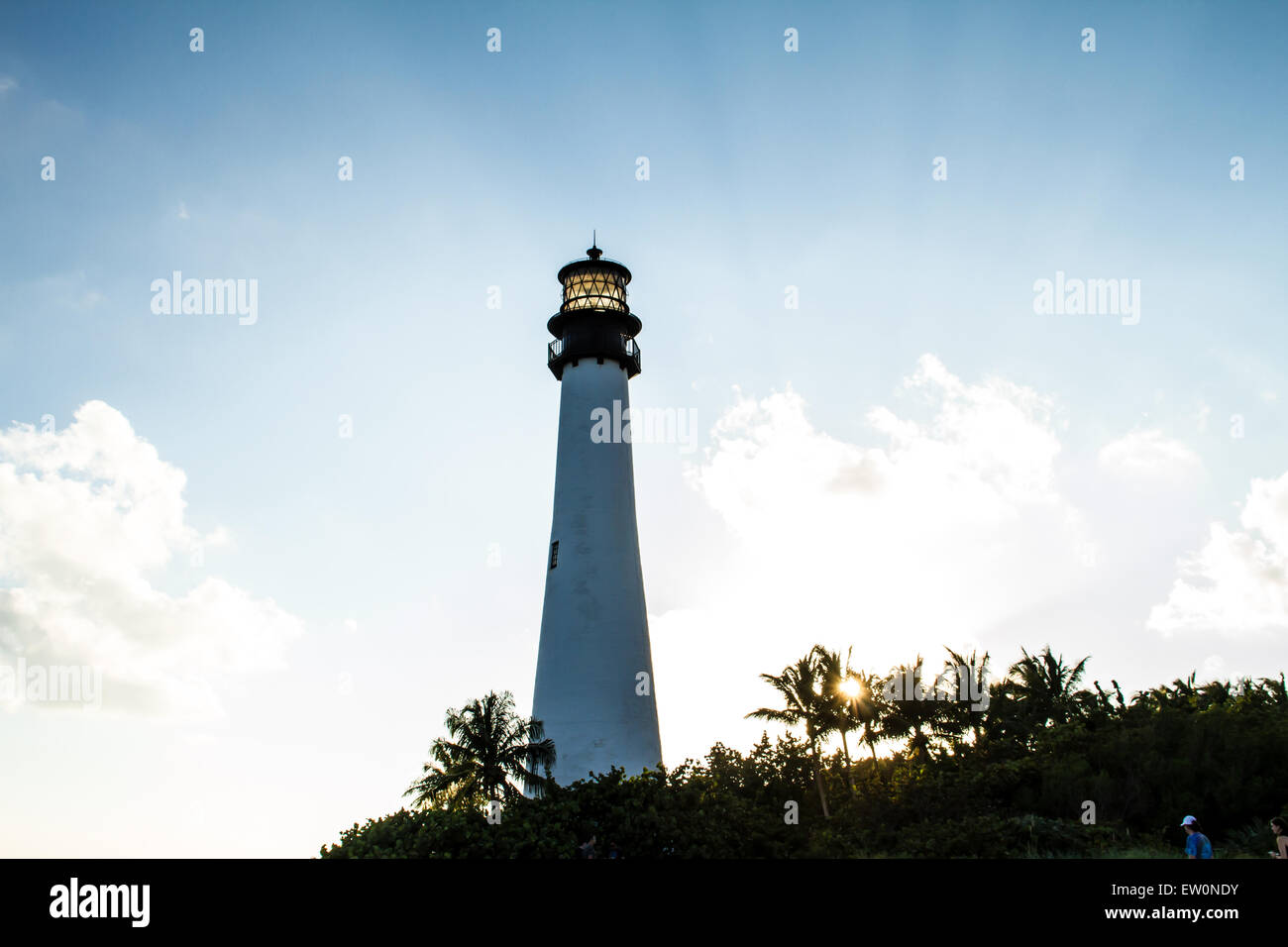 Lighthouse on sunset at the Florida State Park, Key Biscayne, Miami ...