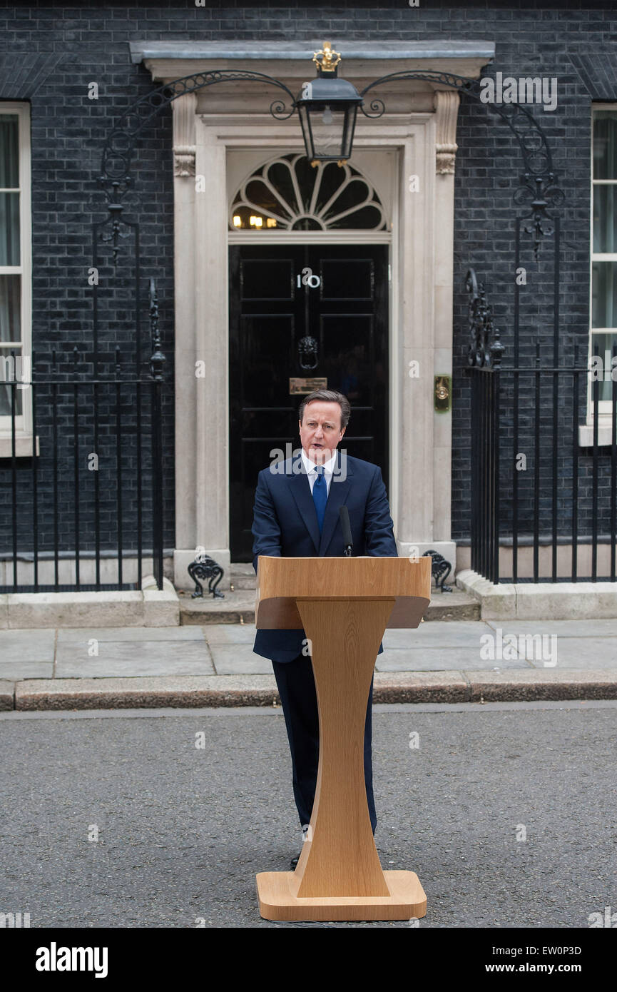 David Cameron in Downing Street on the day of the election campaign ...