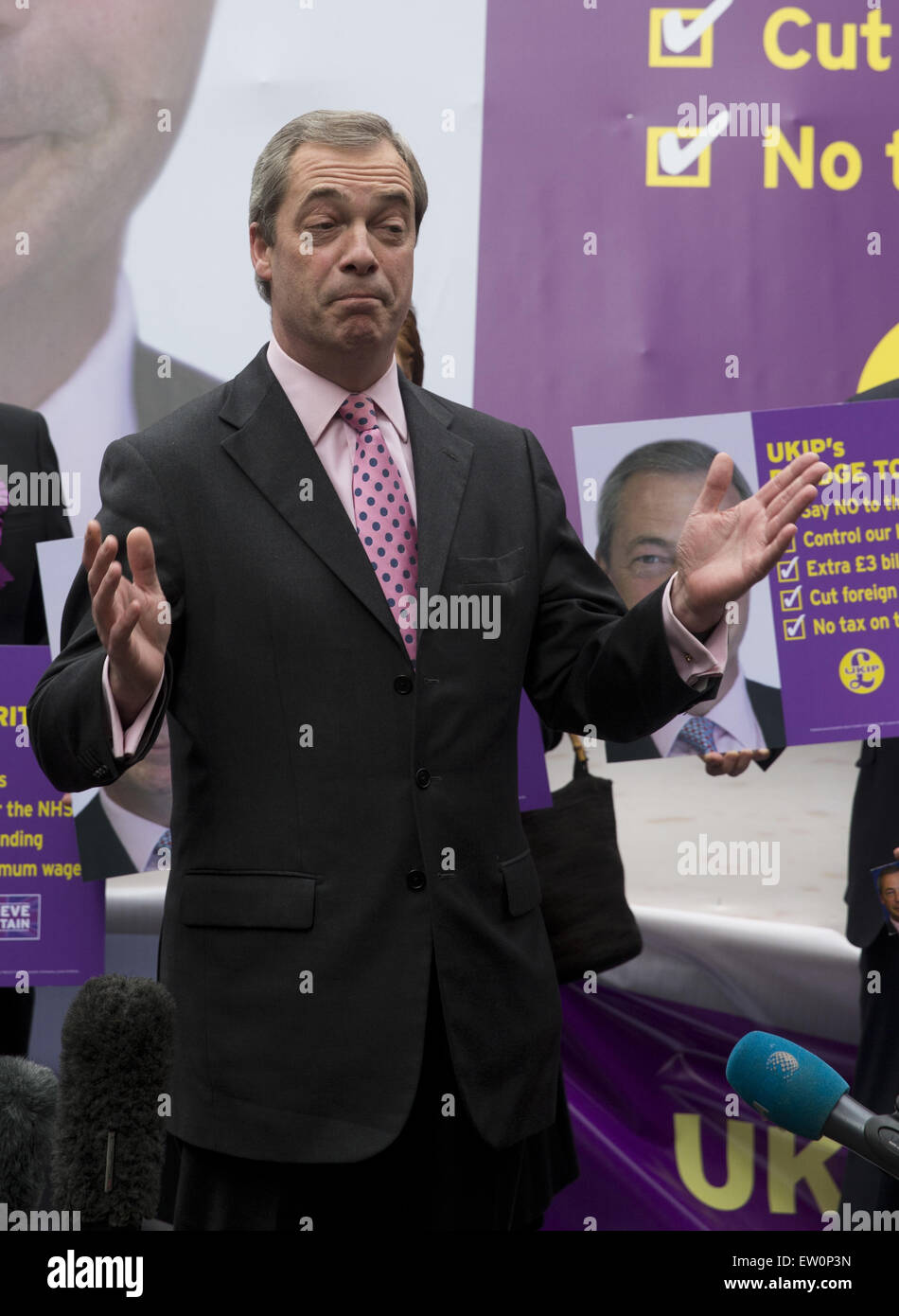 UKIP leader Nigel Farage begins his election campaign in Smith Square ...