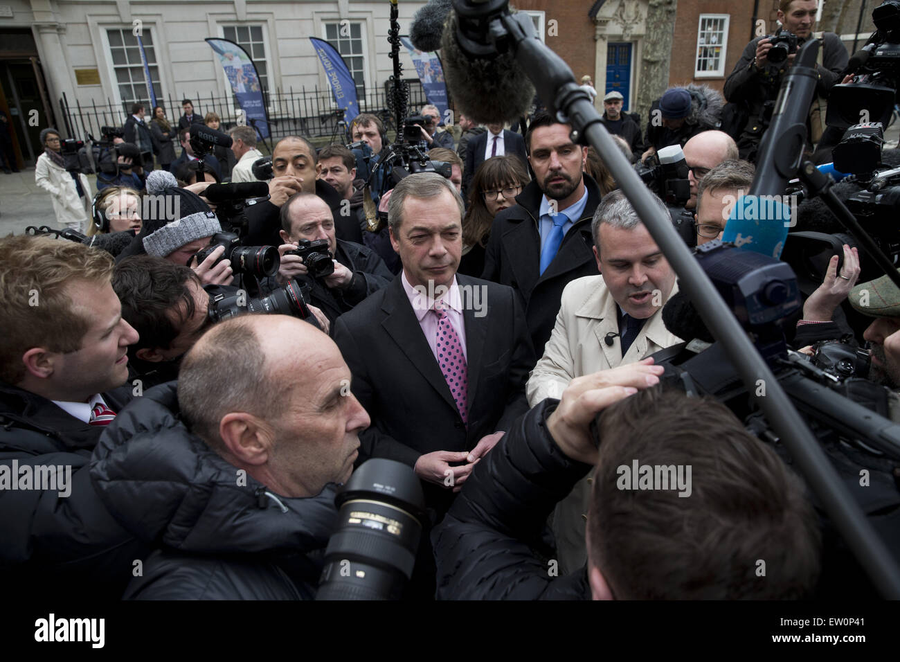 UKIP leader Nigel Farage begins his election campaign in Smith Square ...
