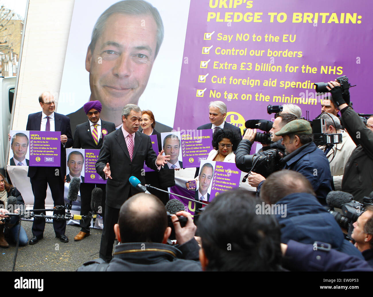 Nigel Farage MEP unveils UKIP's five election pledges in Westminster ...