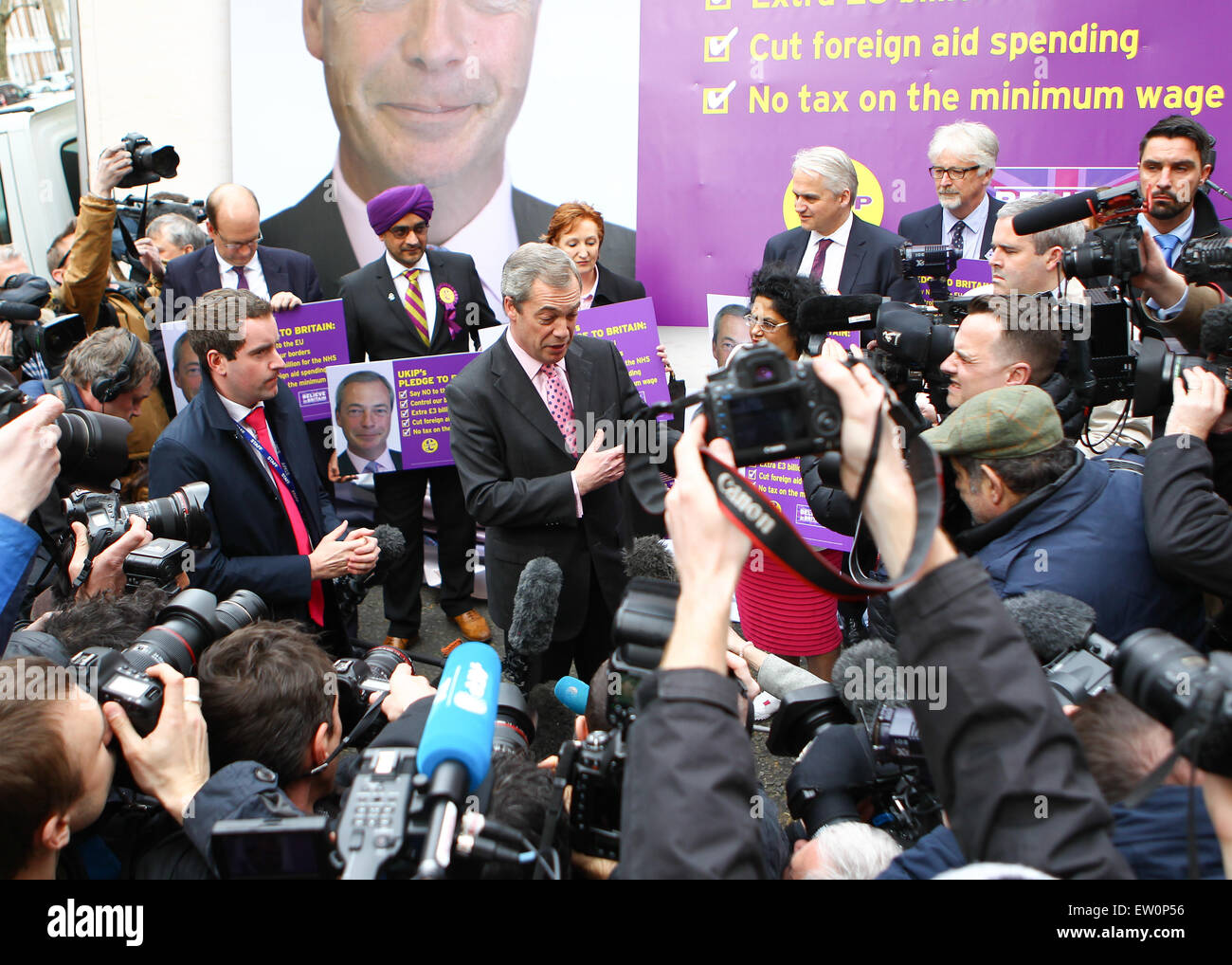 Nigel Farage MEP unveils UKIP's five election pledges in Westminster ...