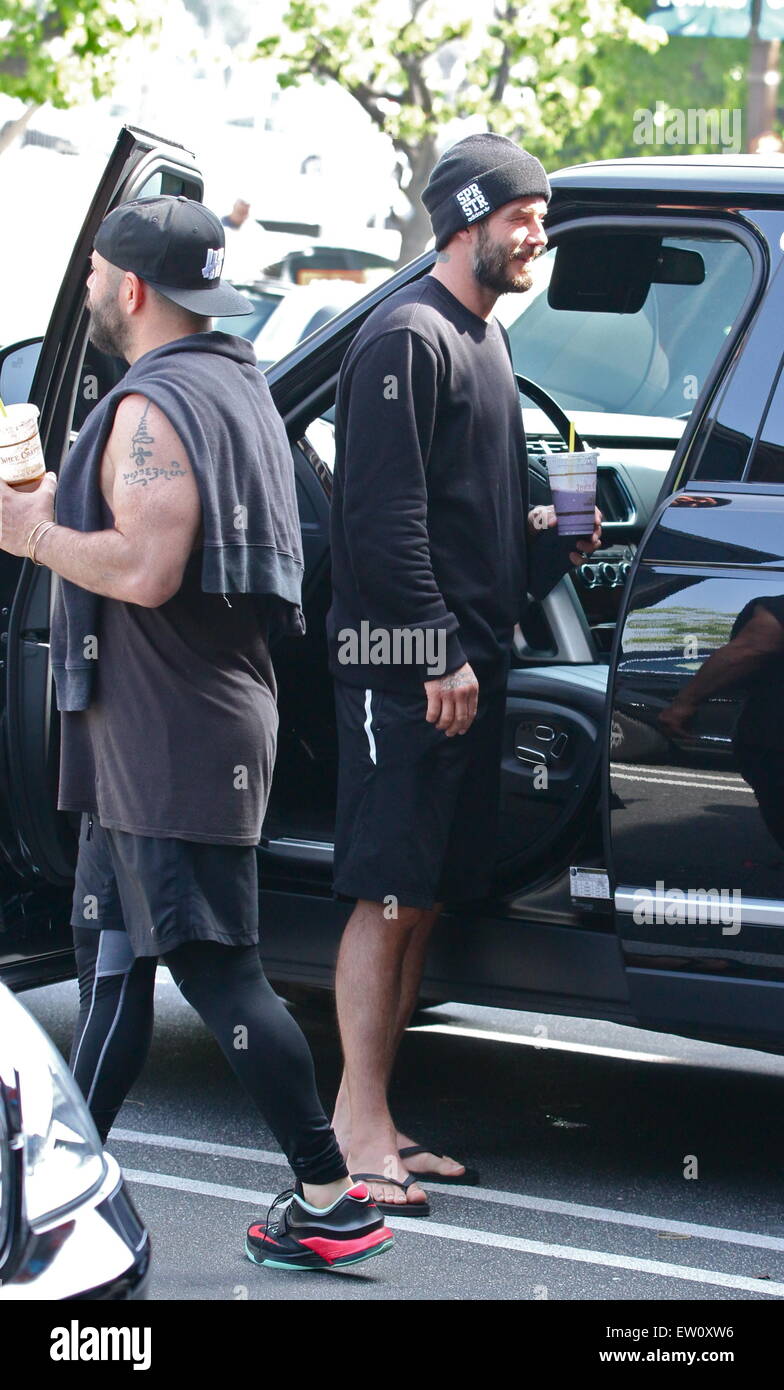 David Beckham leaving the gym Featuring: David Beckham Where: Los ...