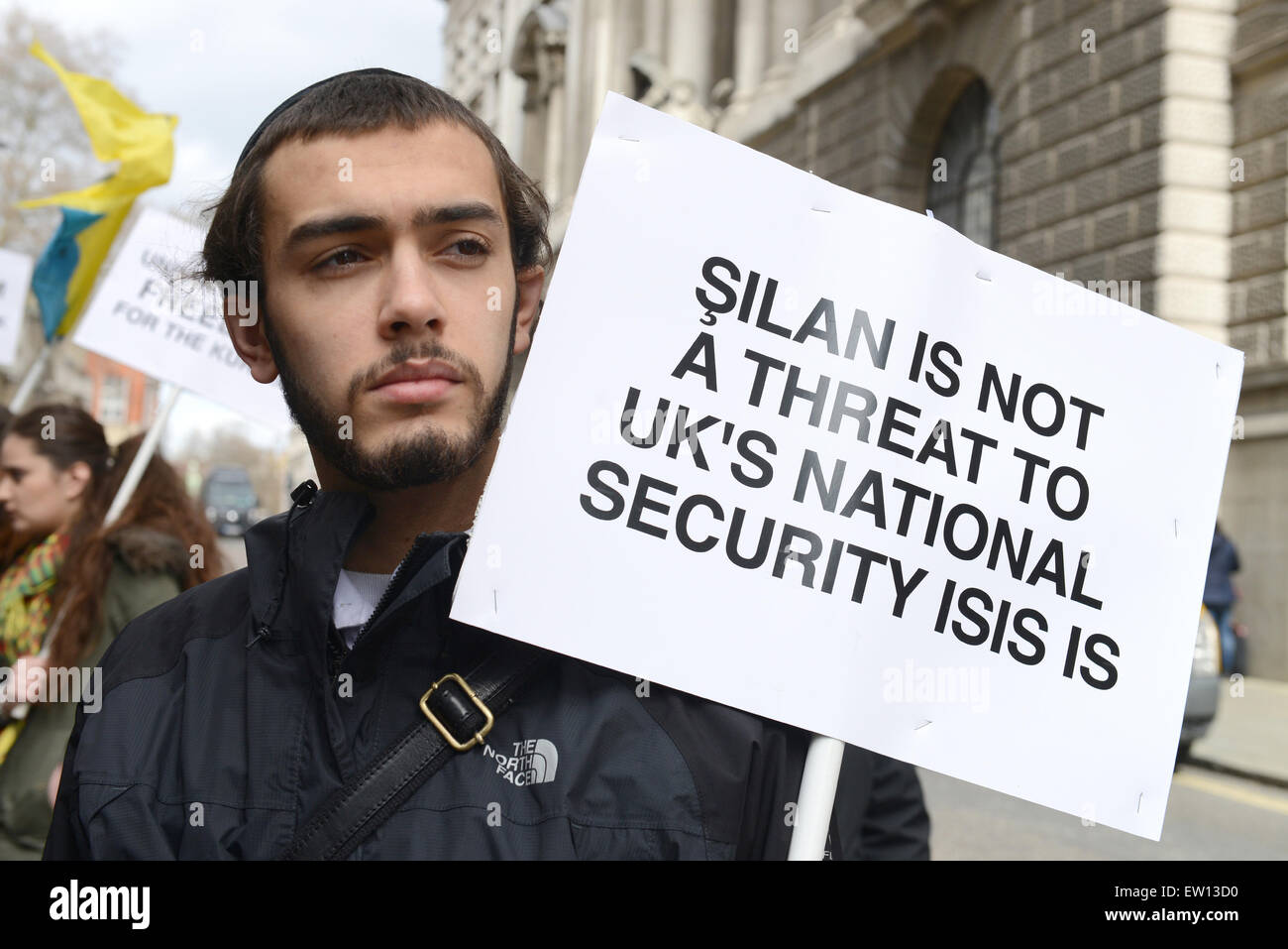 Supporters of Silhan Ozcelik hold a protest outside the Old Bailey ...