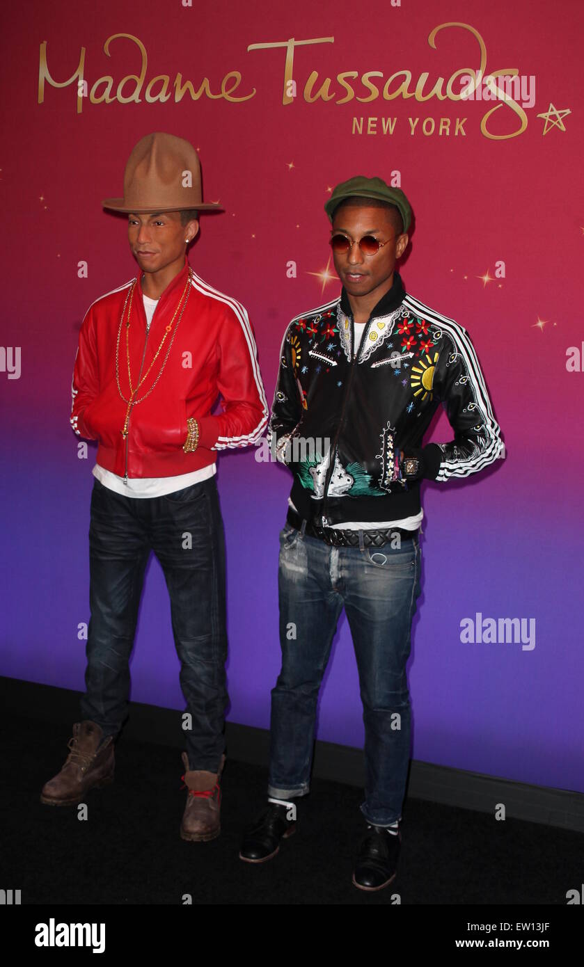 Pharrell Williams unveils his wax figure at Madame Tussauds in New York ...