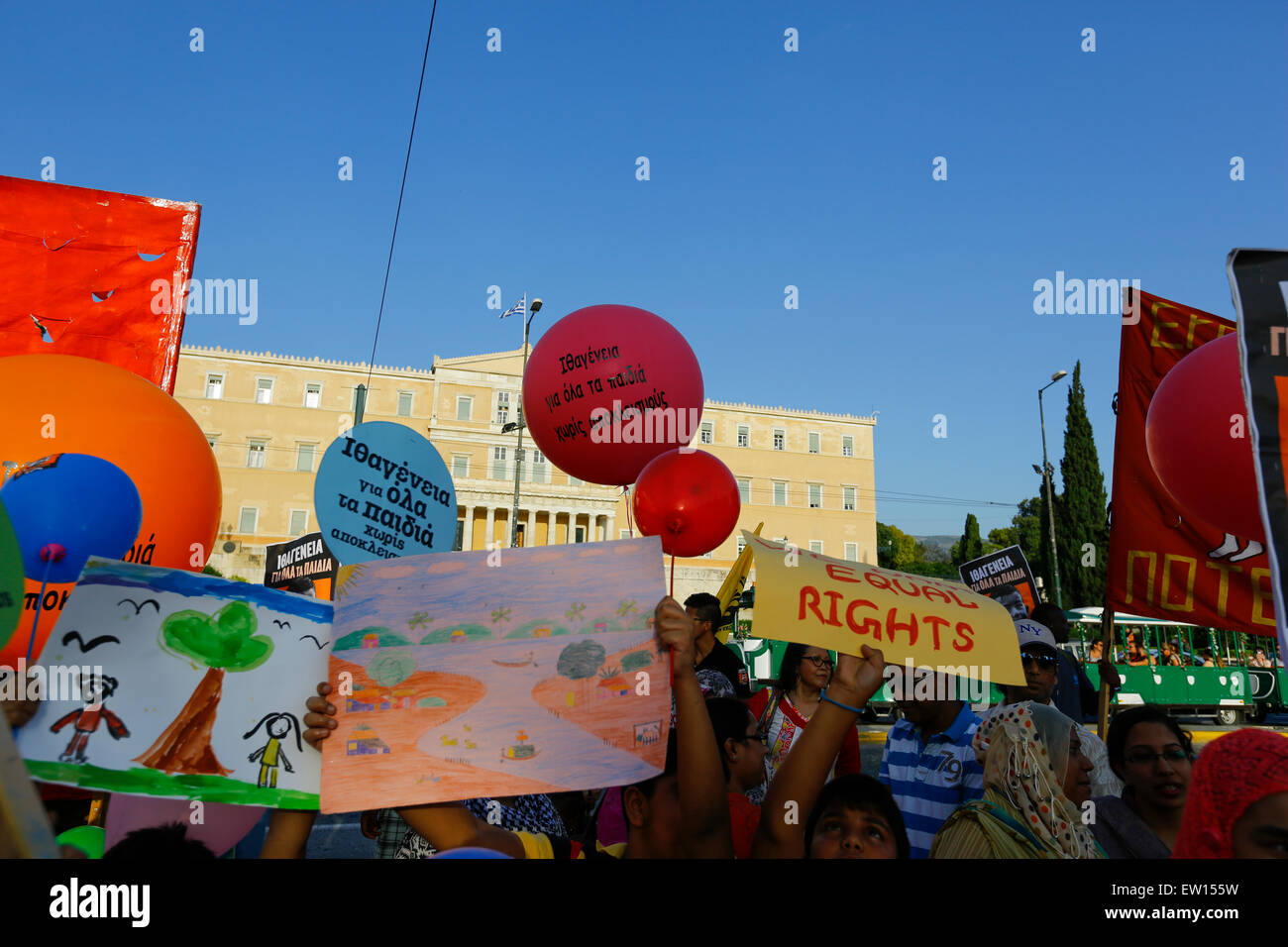 Athens, Greece. 16th June, 2015. Immigrants and their children protest ...