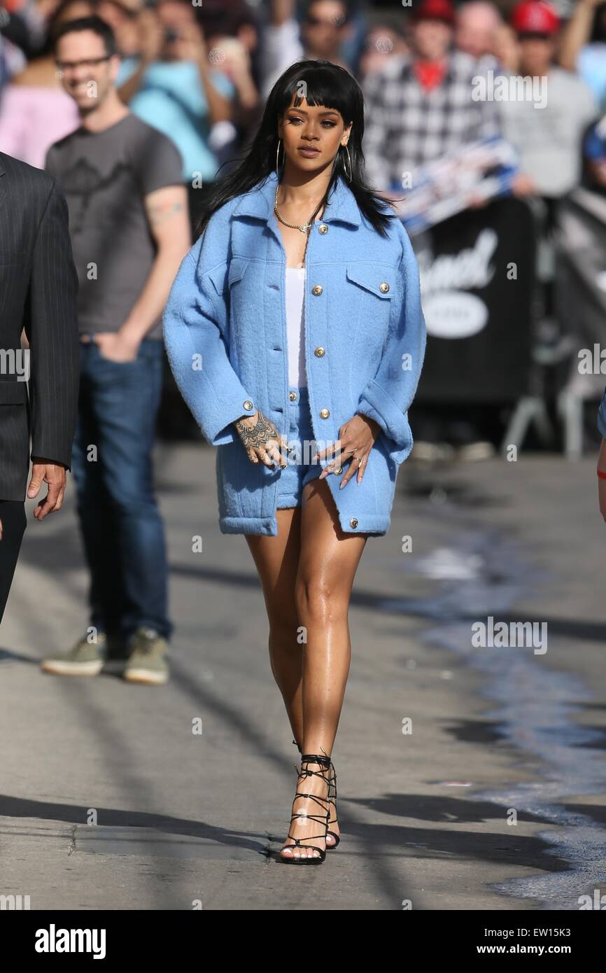 Rhianna seen arriving at ABC studios for Jimmy Kimmel Live Featuring ...