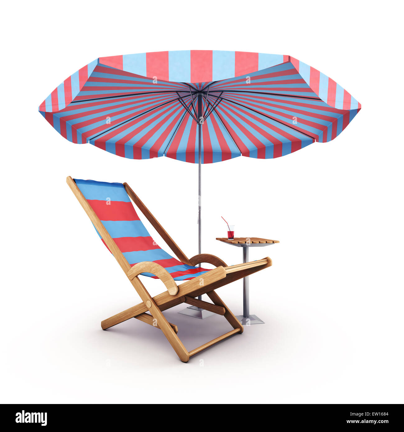 chair and parasol isolated on white background Stock Photo - Alamy