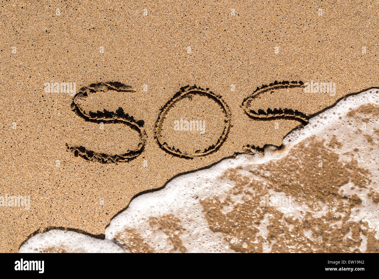 Help Sign Drawn On Beach Sand Stock Photo - Alamy