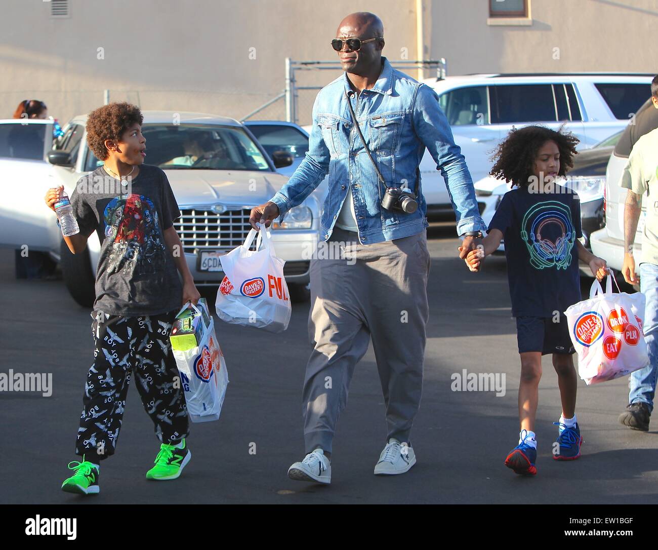 Seal Samuel seen with sons Johan and Henry after a visit to Dave a ...