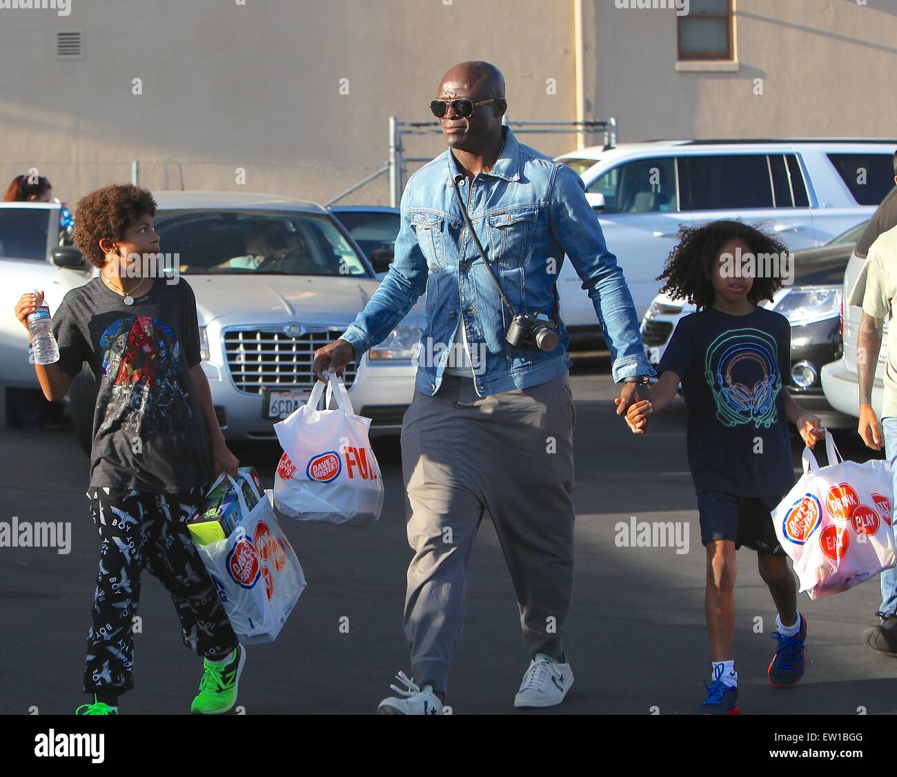 Seal Samuel seen with sons Johan and Henry after a visit to Dave a ...