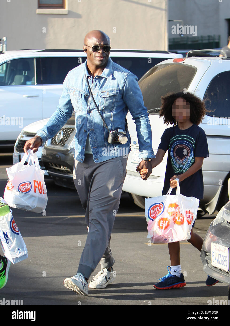 Seal Samuel seen with sons Johan and Henry after a visit to Dave a ...