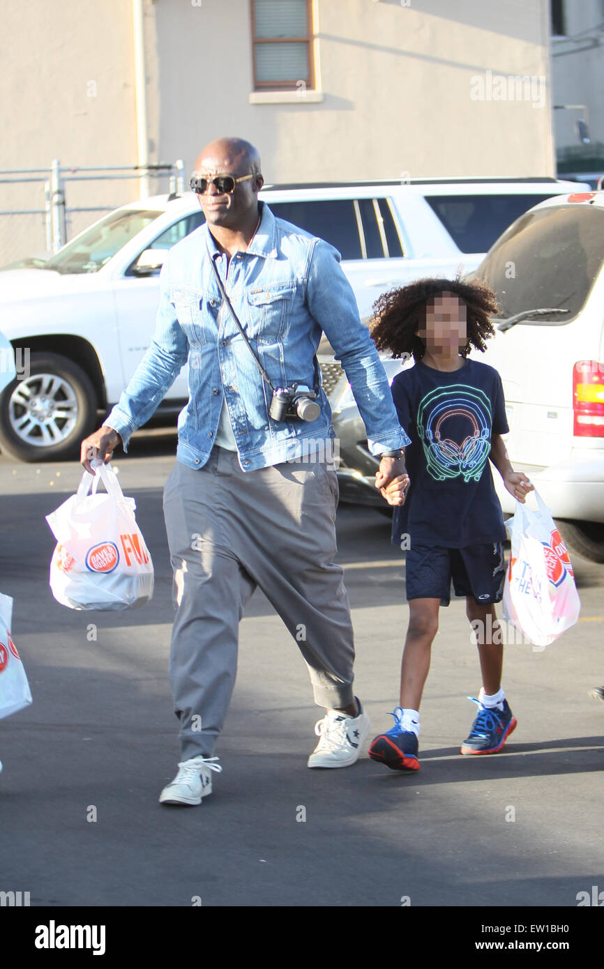 Seal Samuel seen with sons Johan and Henry after a visit to Dave a ...