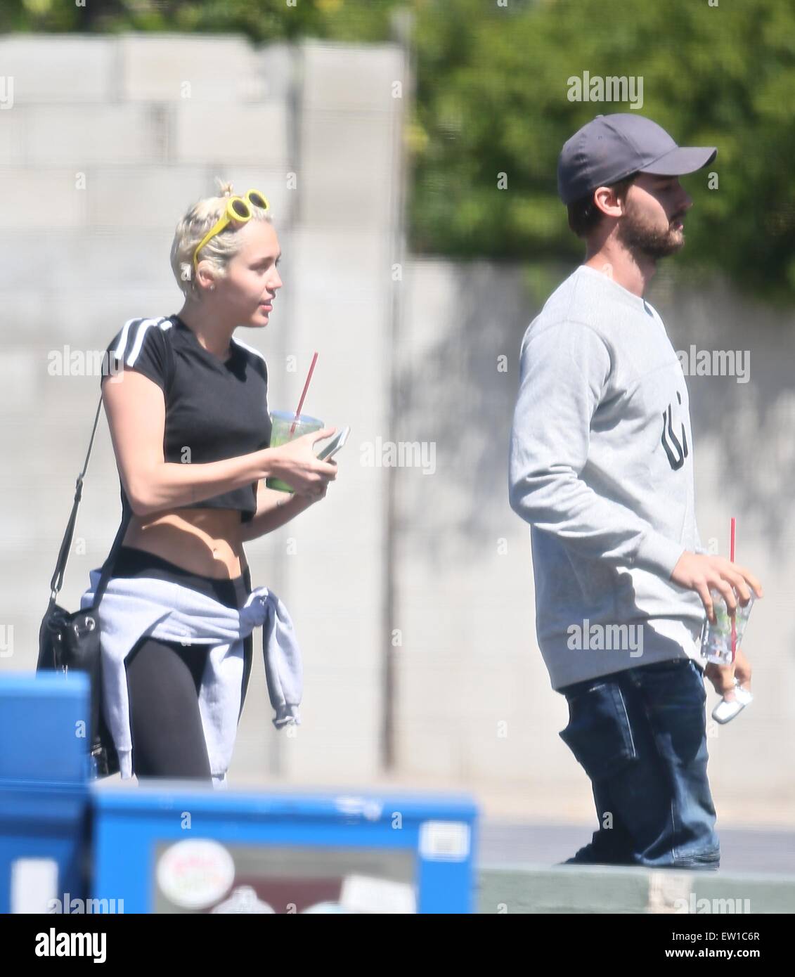 Miley Cyrus and Patrick Schwarzenegger leaving Hugo's restaurant ...
