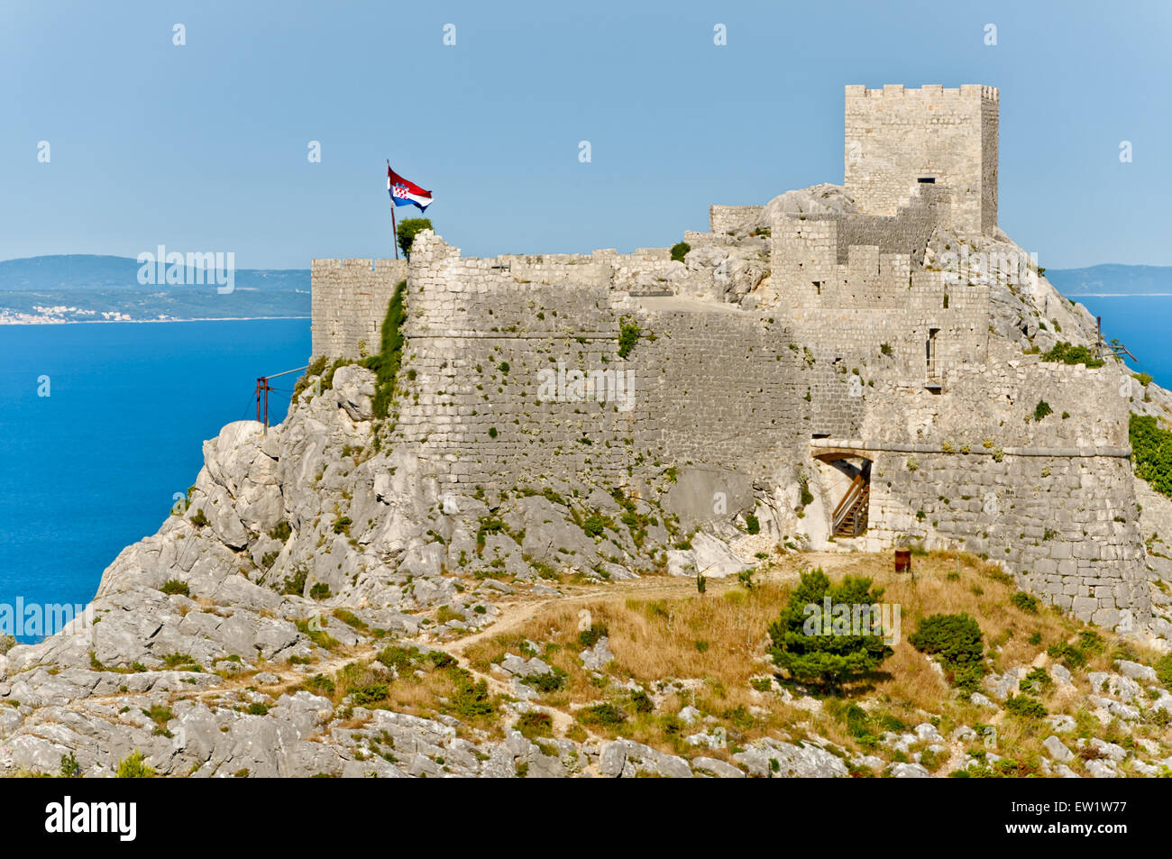 "Fortica", medieval fortres above the city of omis, with the adriatic ...