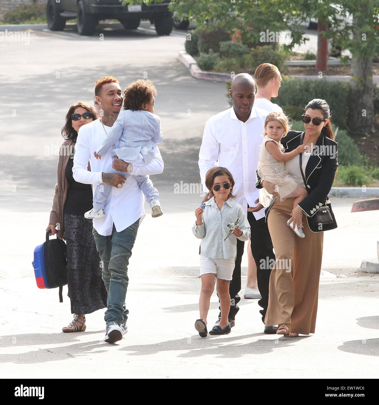 The extended Kardashian-Jenner family attend church in Woodland Hills ...